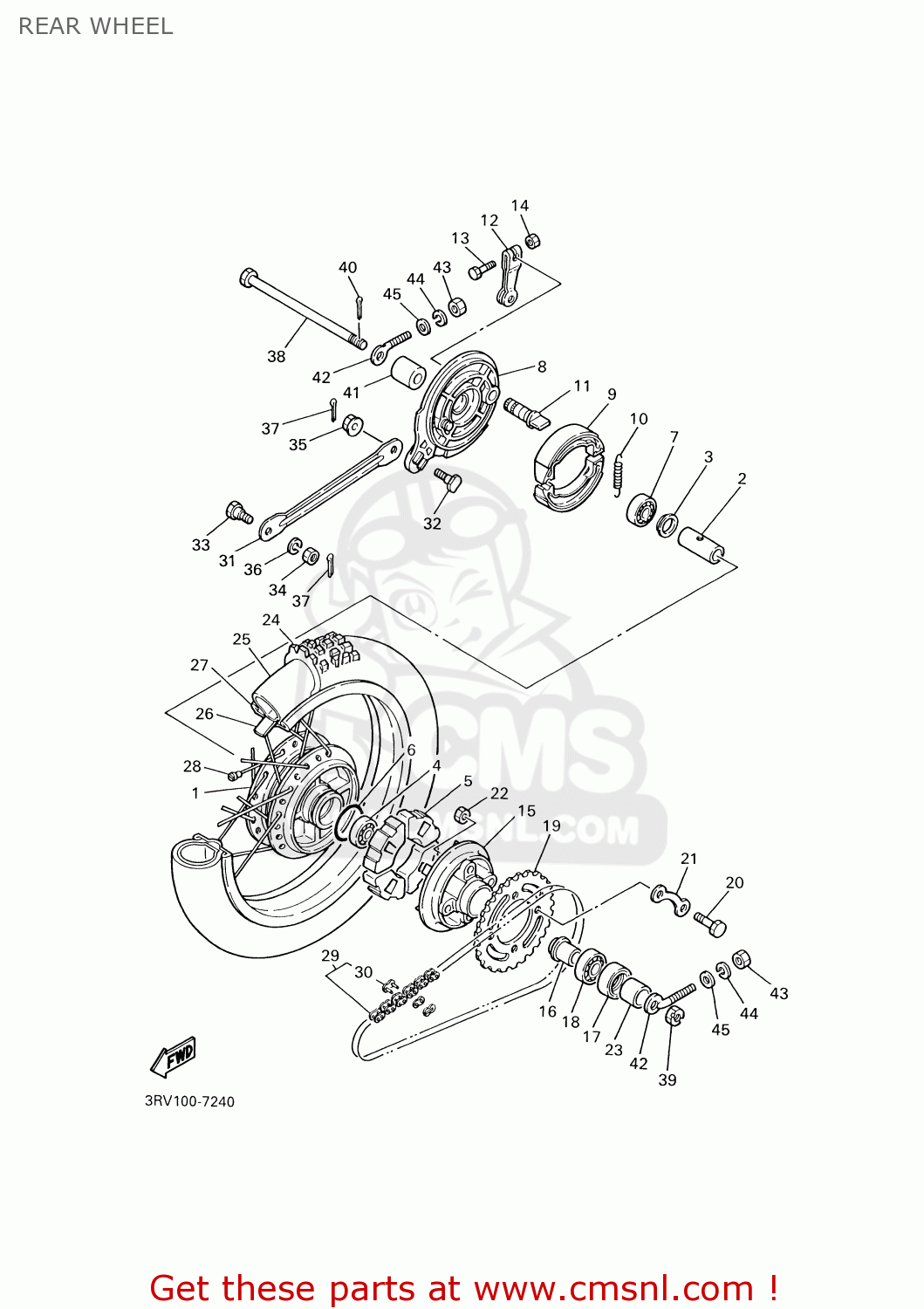 Yamaha PW80-1 2000 (Y) USA REAR WHEEL - buy original REAR WHEEL spares ...