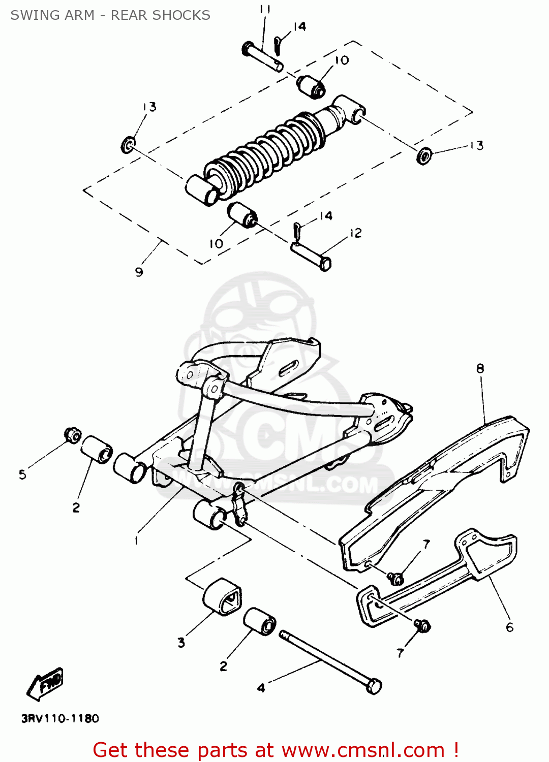 Yamaha PW80 1993 (P) USA SWING ARM - REAR SHOCKS - buy original SWING ...