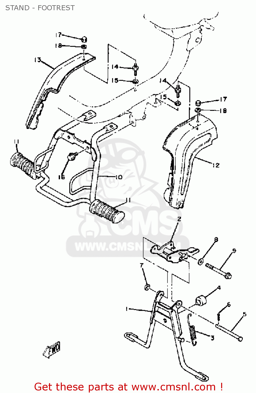 Yamaha QT50 N 1984/1985 USA STAND - FOOTREST - buy original STAND ...