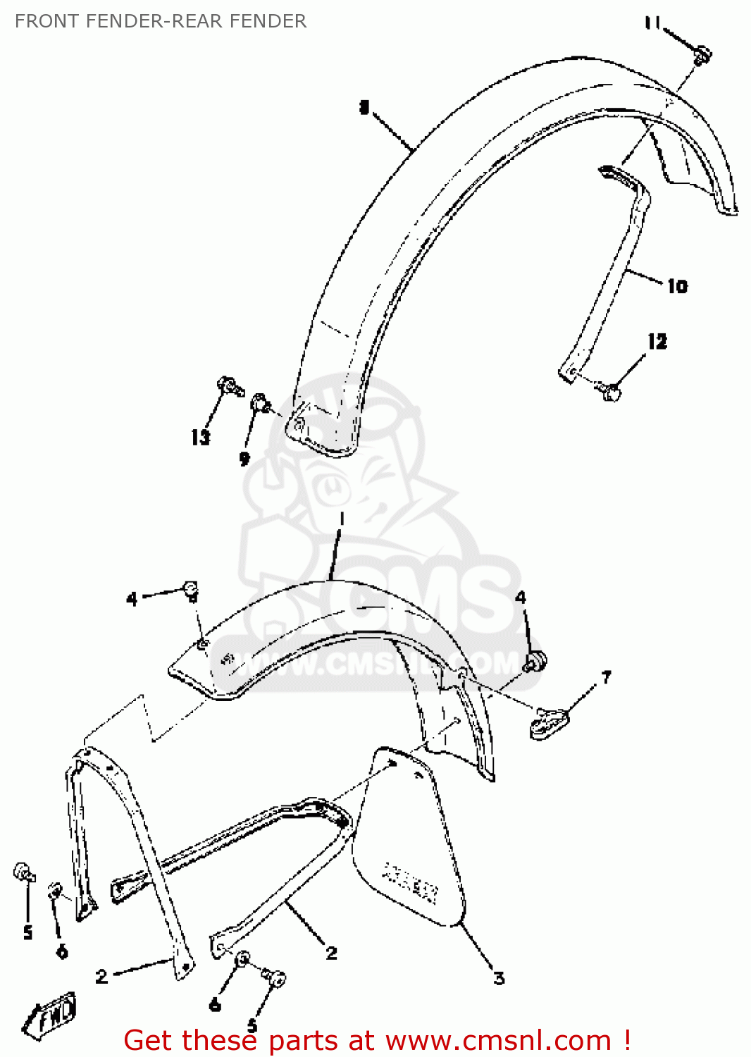 Yamaha QT50F 1979/1980 USA FRONT FENDER-REAR FENDER - buy original FRONT FENDER-REAR FENDER ...