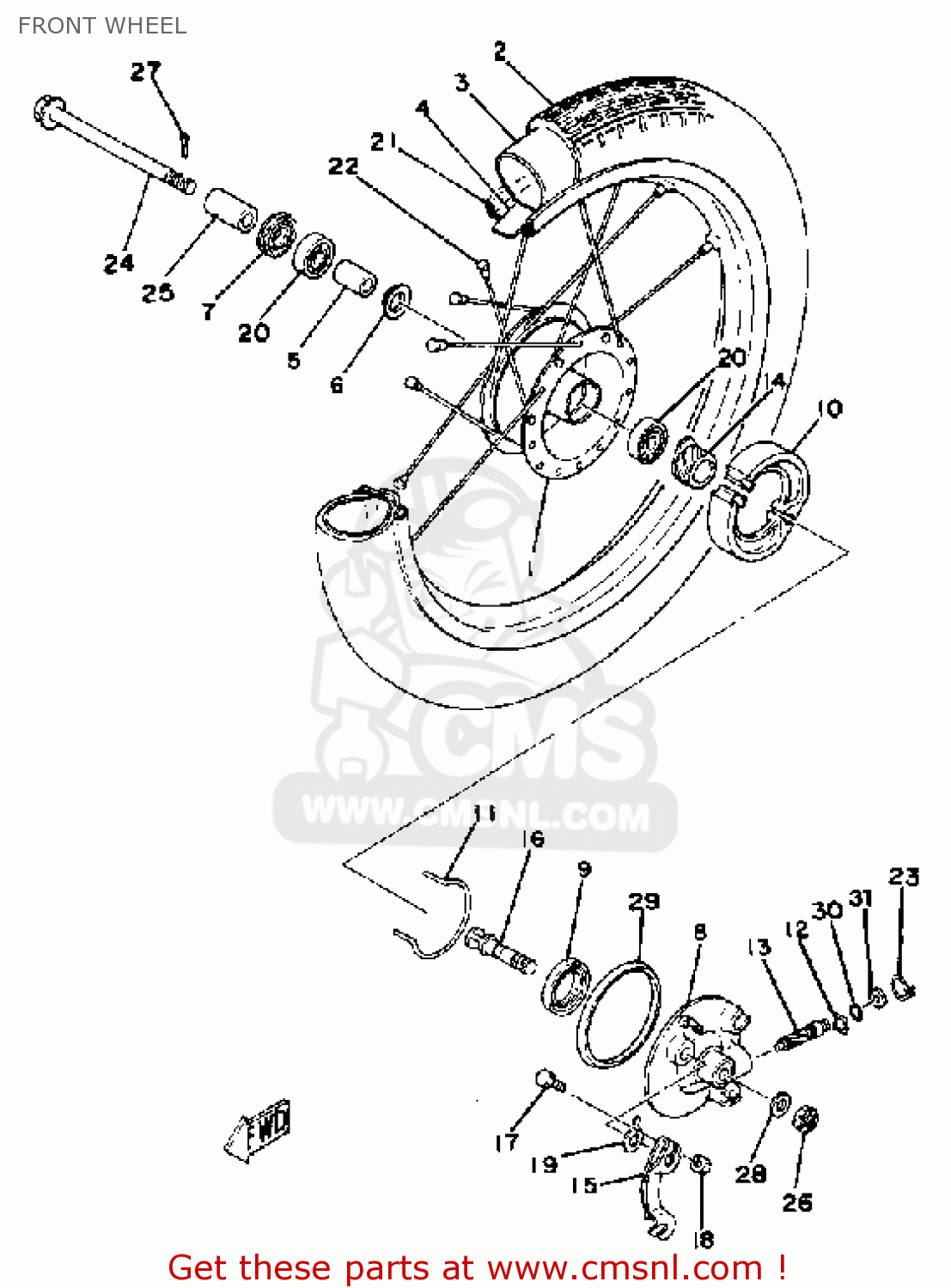 Yamaha QT50F 1979/1980 USA FRONT WHEEL - buy original FRONT WHEEL spares online