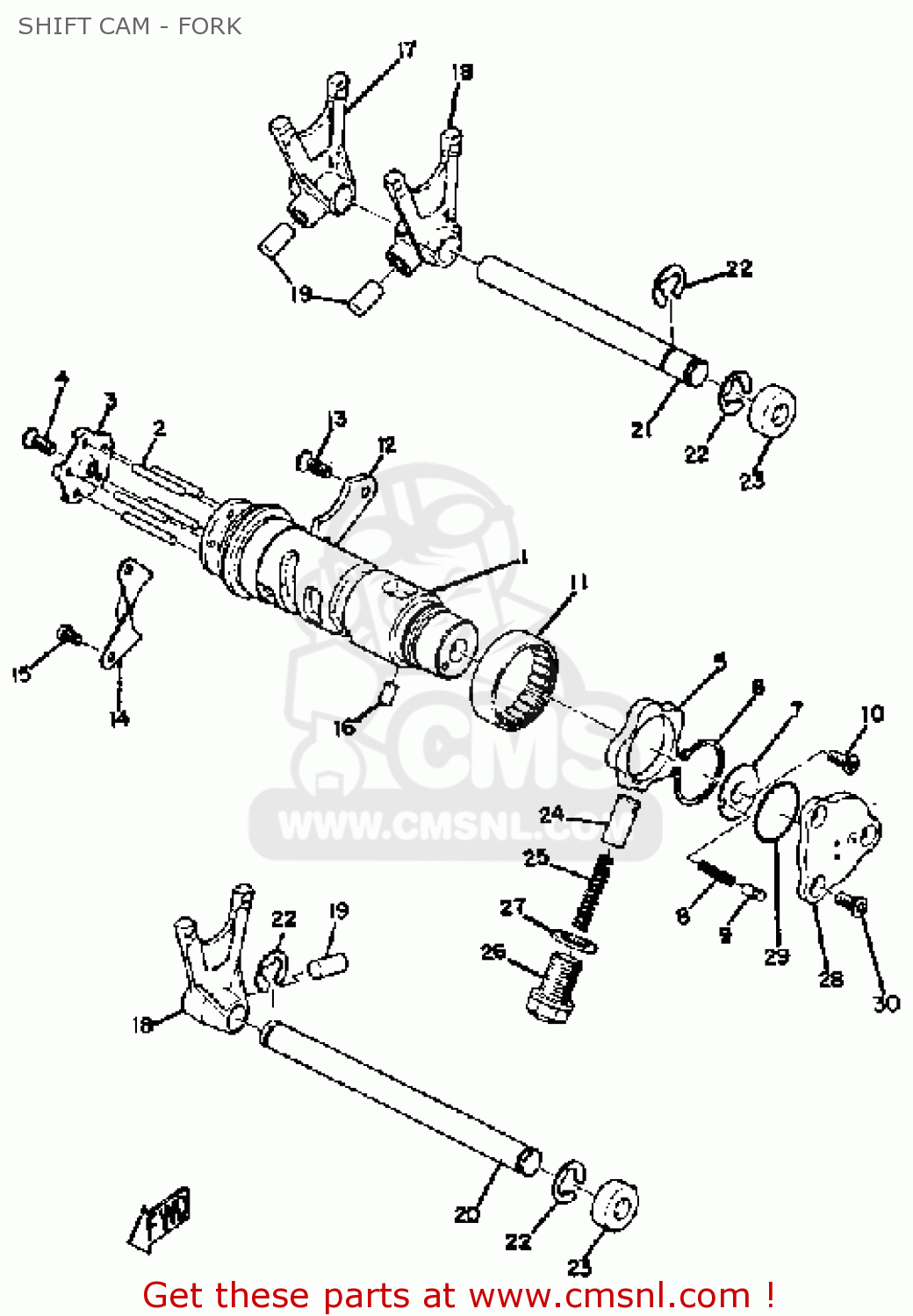 Yamaha R5 1970 USA SHIFT CAM - FORK - buy original SHIFT CAM - FORK ...