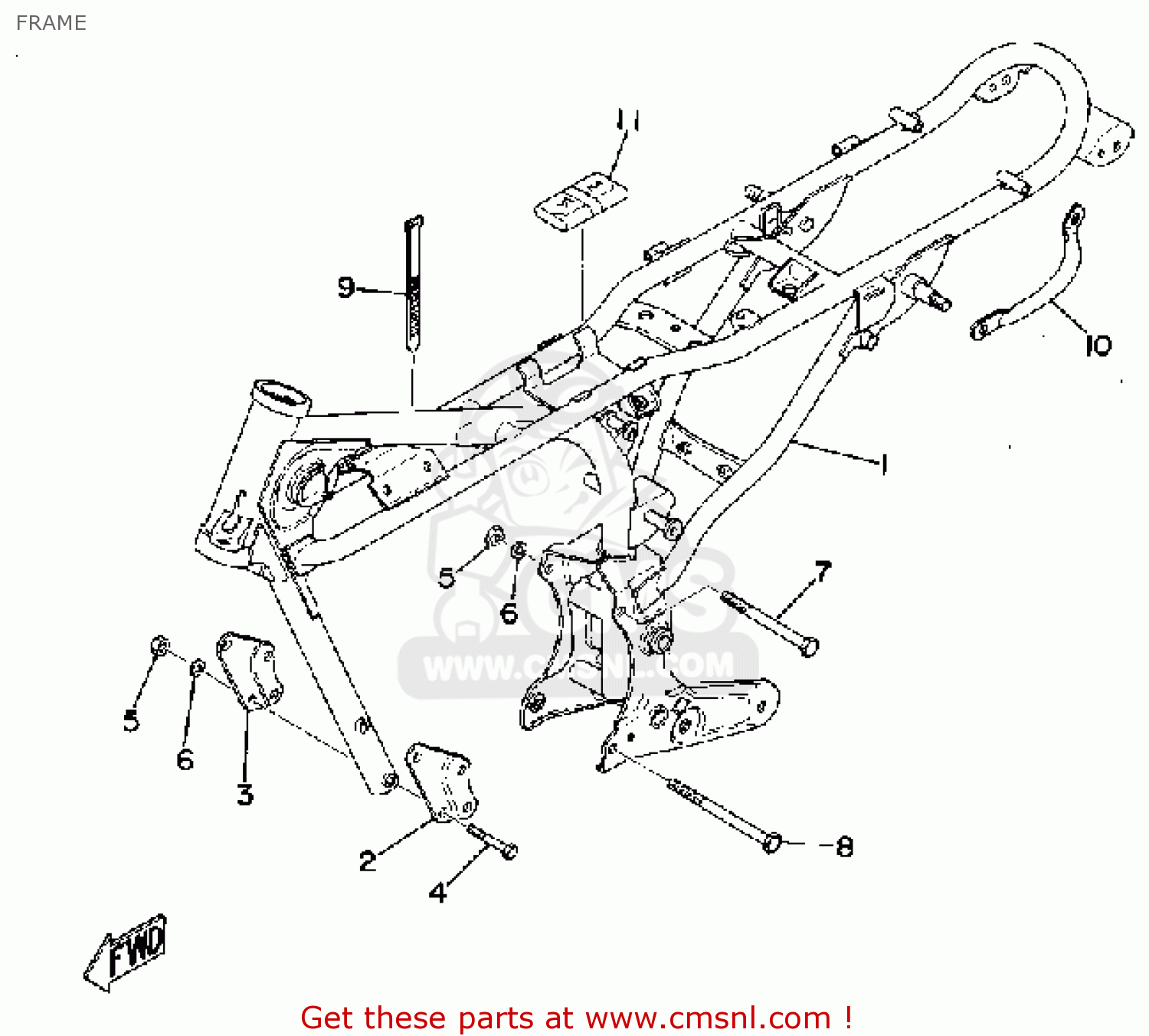 Yamaha RD200 1975 USA FRAME - buy original FRAME spares online