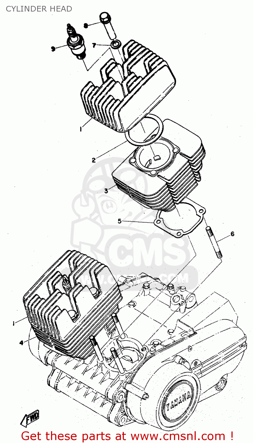 Yamaha RD250 1974 RD0 EUROPE 24RD0-300E1 CYLINDER HEAD - buy original ...