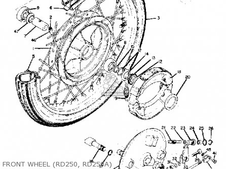 Yamaha RD250 1974 USA parts lists and schematics