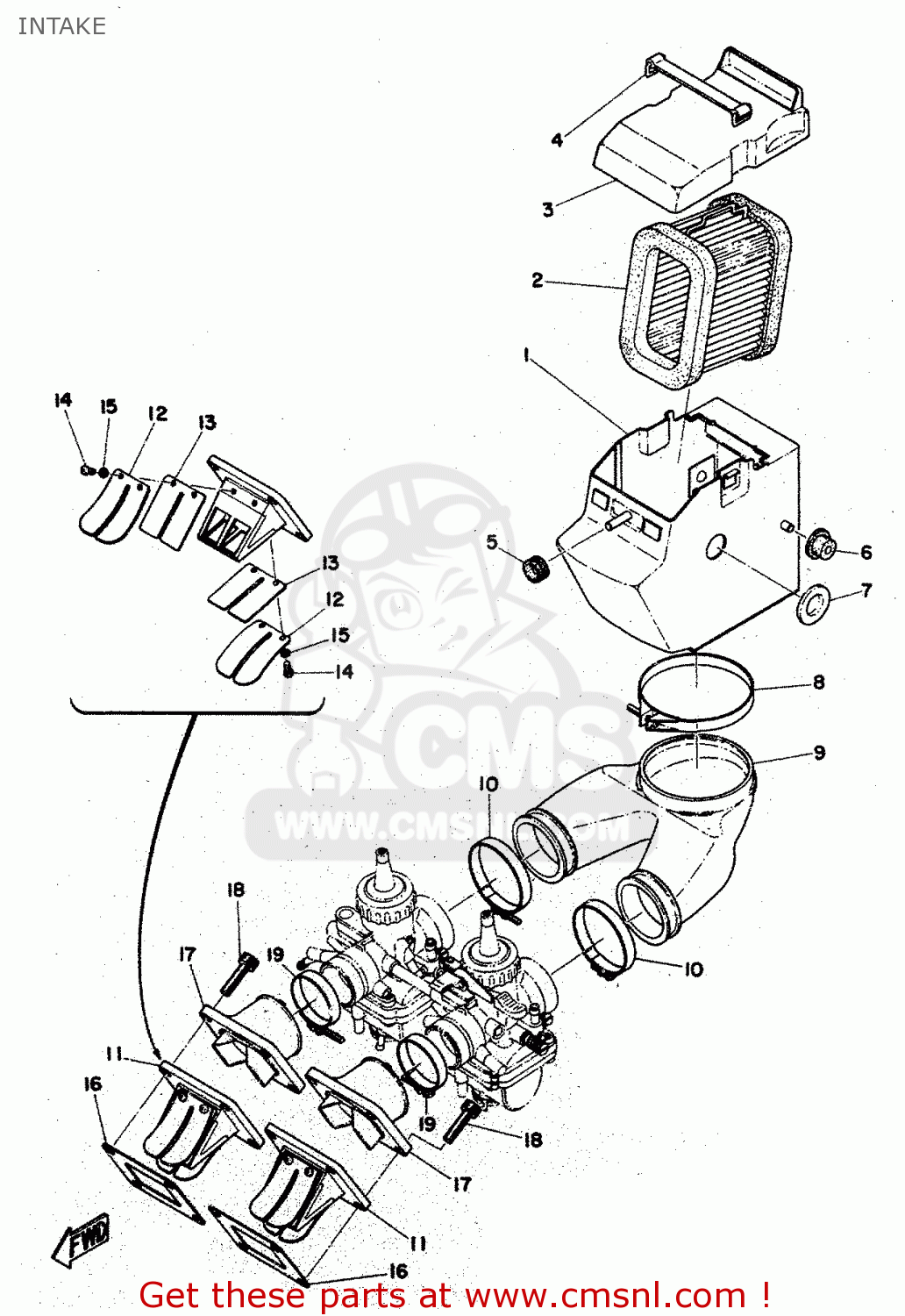 Yamaha RD350 1974 RD1 EUROPE 24RD0-300E1 INTAKE - buy original INTAKE ...