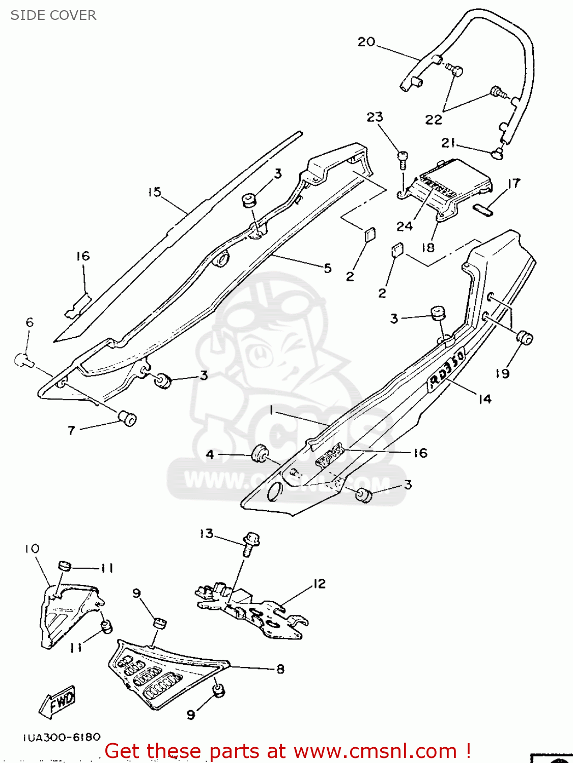 Yamaha RD350LC (20KW) 1986 1XE GERMANY 261XA-332G1 SIDE COVER - buy ...