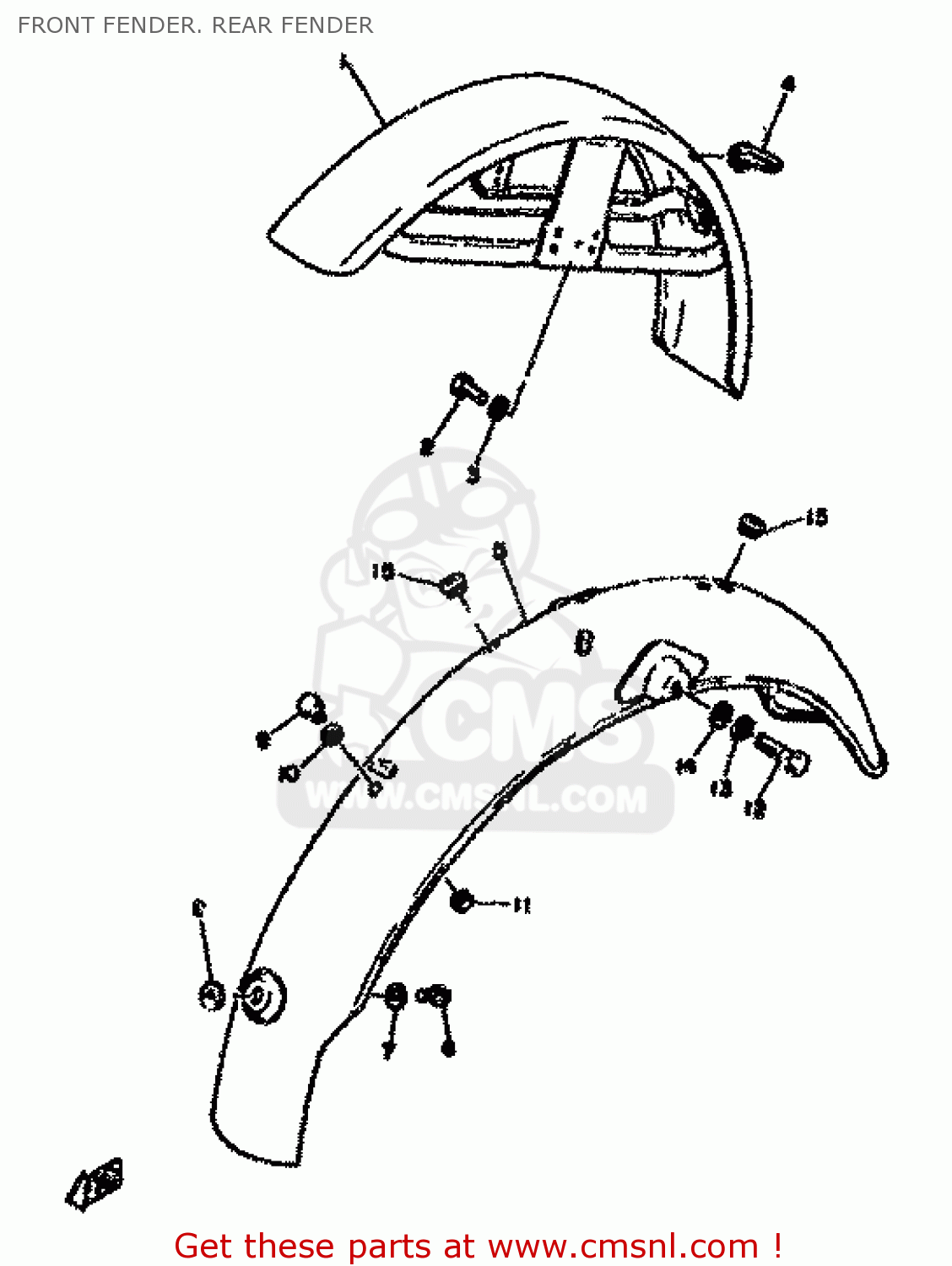 Yamaha RD50M 1979 2L4 EUROPE 2E028-198E5 FRONT FENDER. REAR FENDER - buy original FRONT FENDER ...