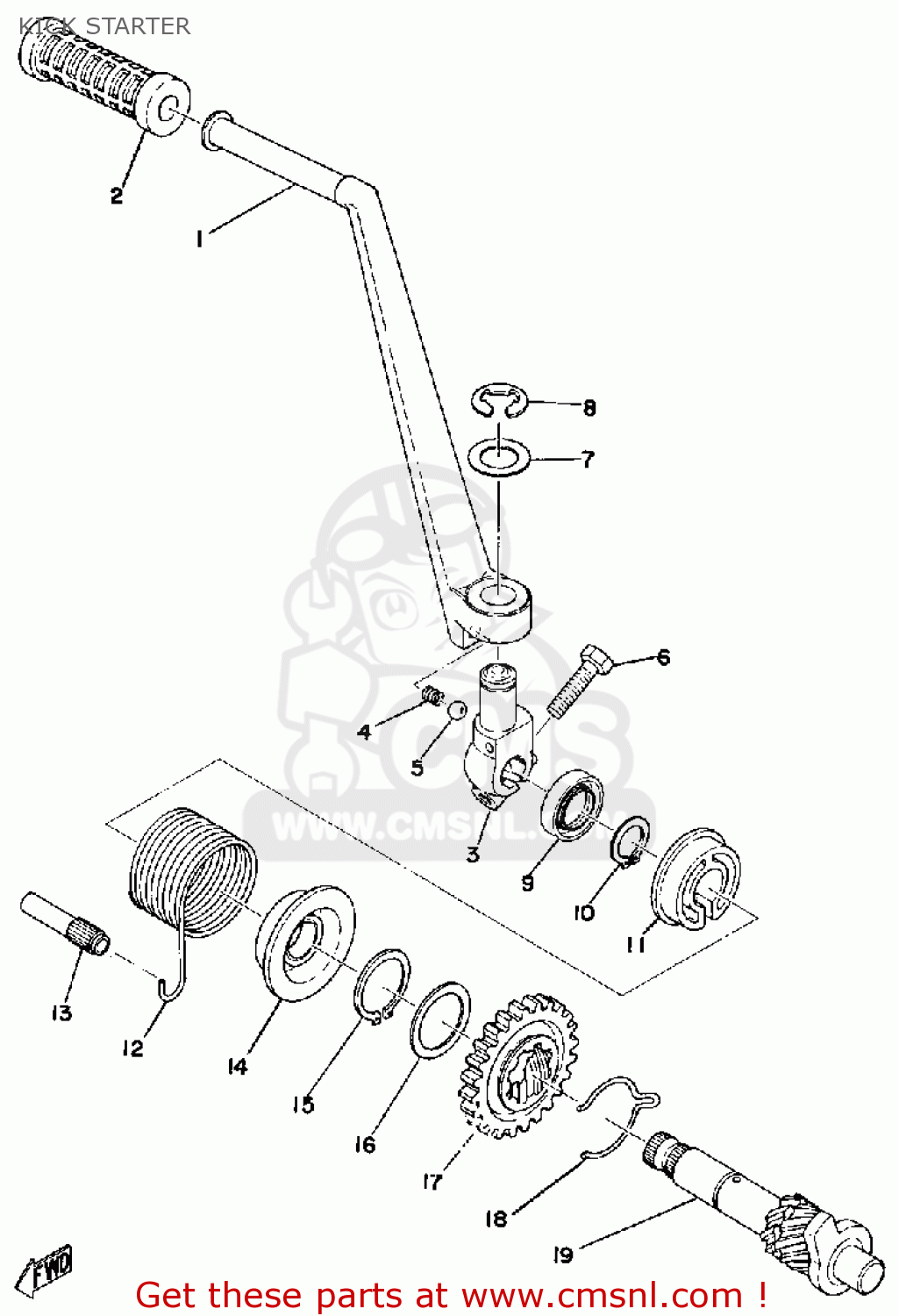 Yamaha RS100 1975 USA KICK STARTER - buy original KICK STARTER spares ...