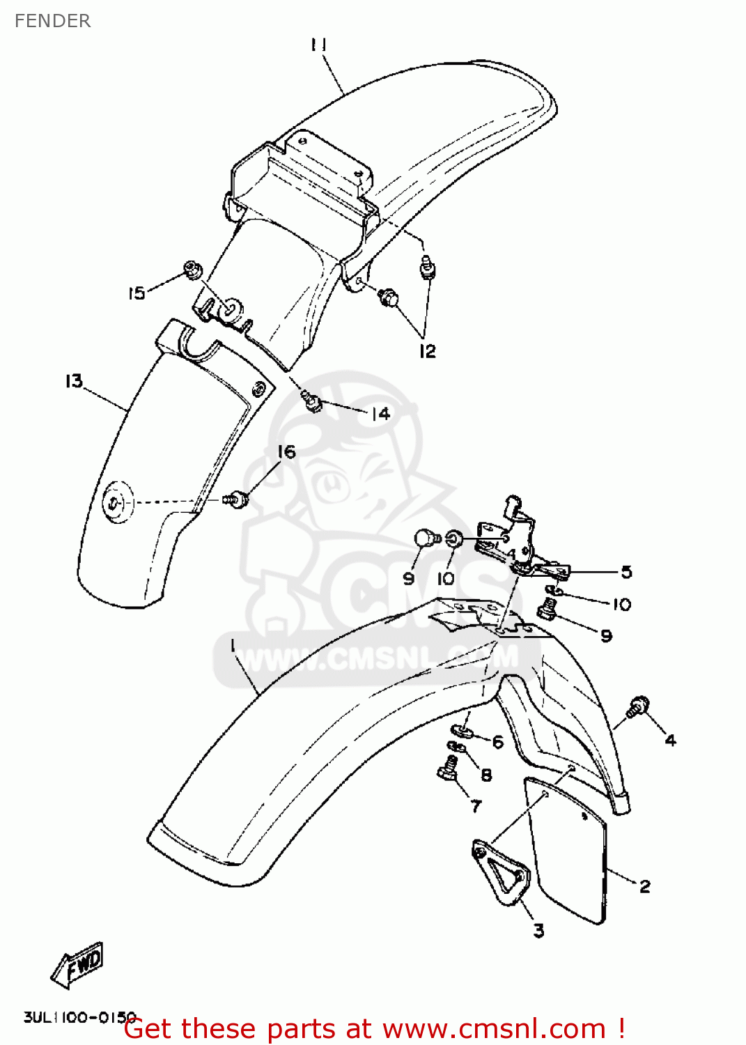 Yamaha RT100 1990 (L) USA FENDER - buy original FENDER spares online