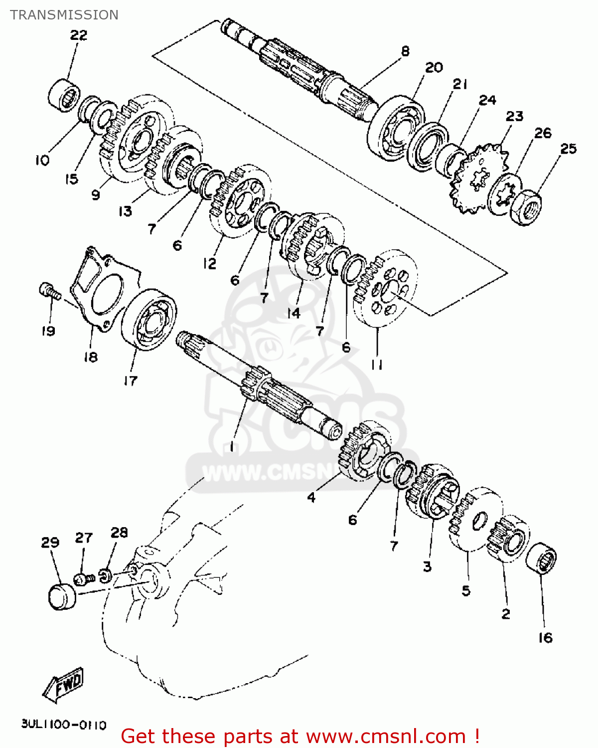 Yamaha RT100 1990 (L) USA TRANSMISSION - buy original TRANSMISSION ...