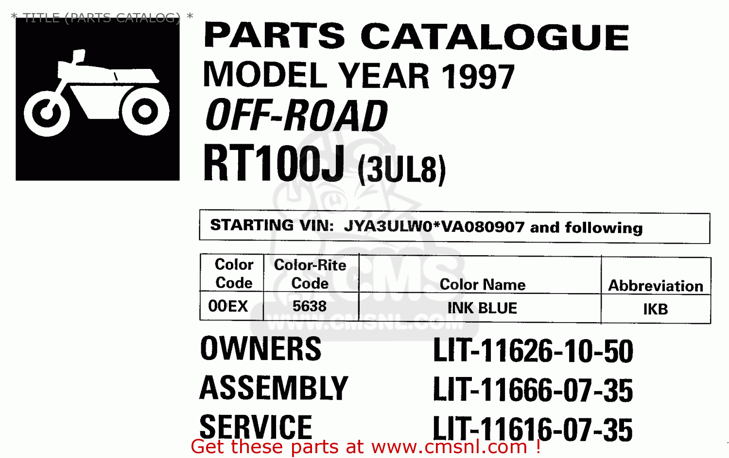 Yamaha RT100 1997 (V) USA parts lists and schematics