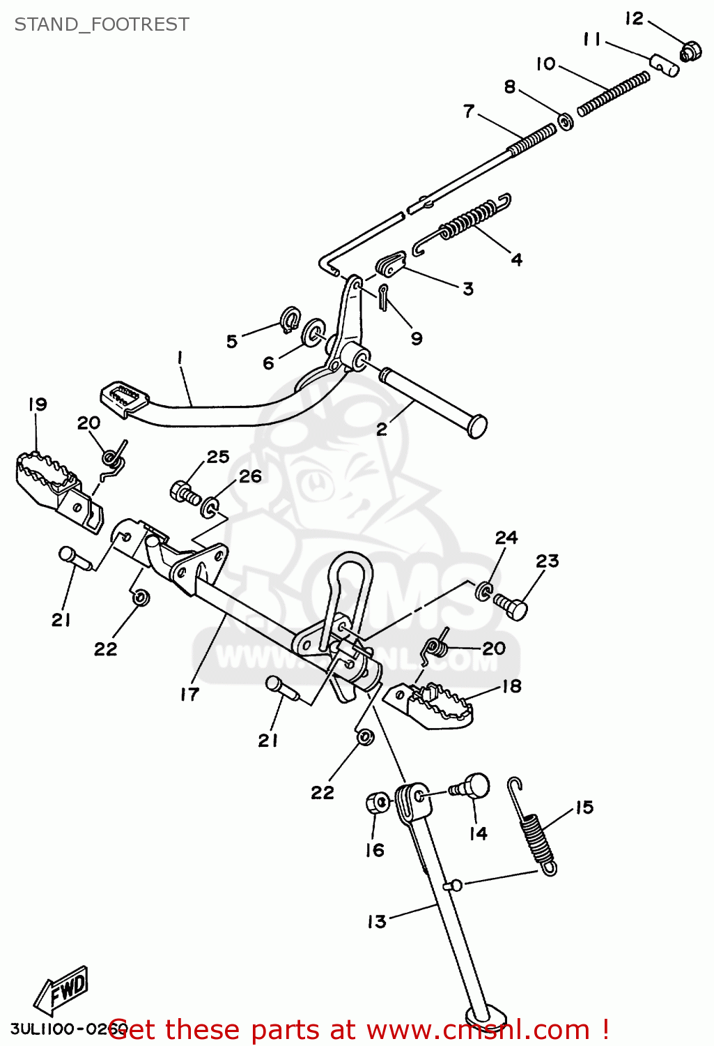 Yamaha RT100 1999 (X) USA STAND_FOOTREST - buy original STAND_FOOTREST ...