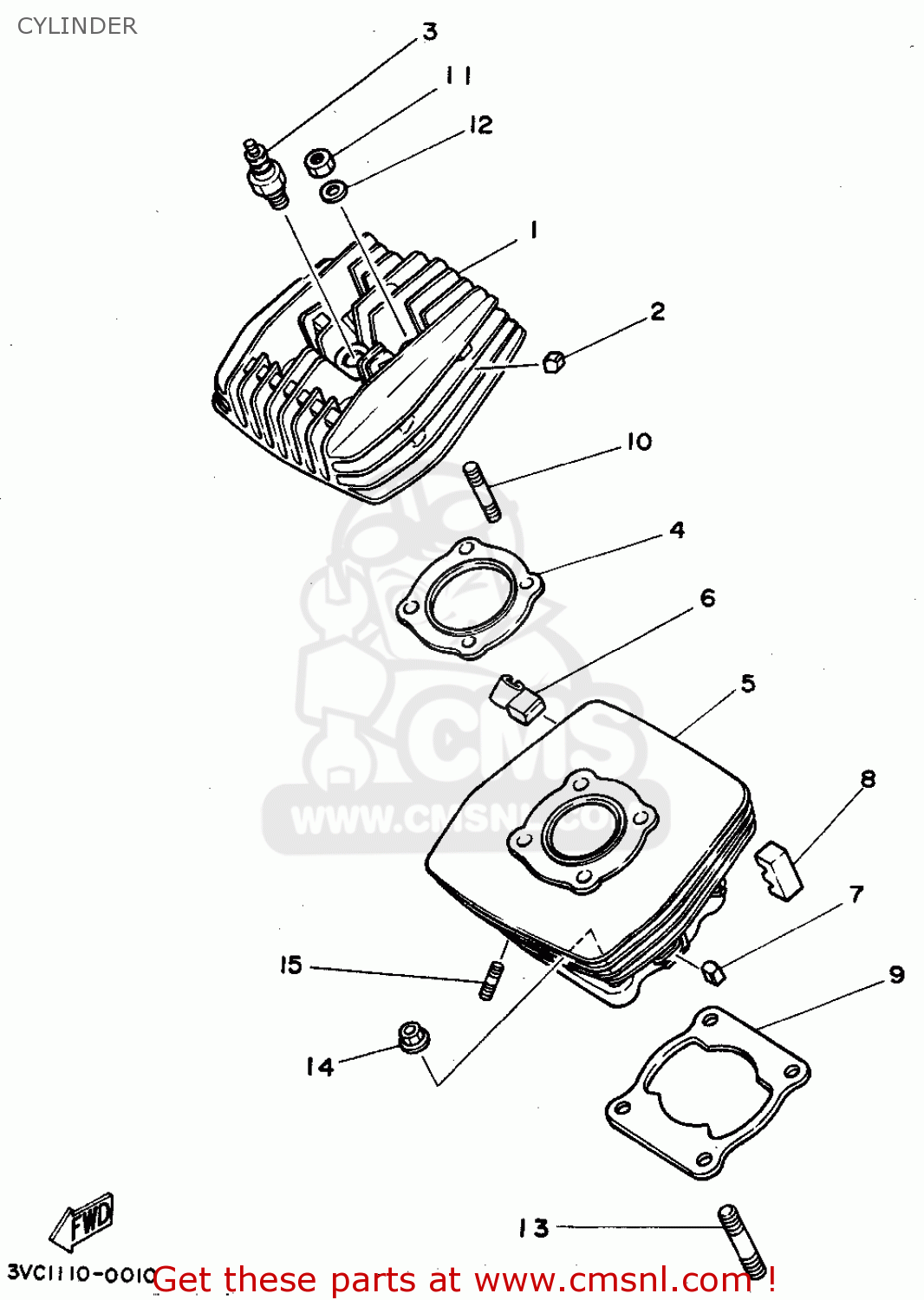 Yamaha RT180 1990 (L) USA CYLINDER - buy original CYLINDER spares online