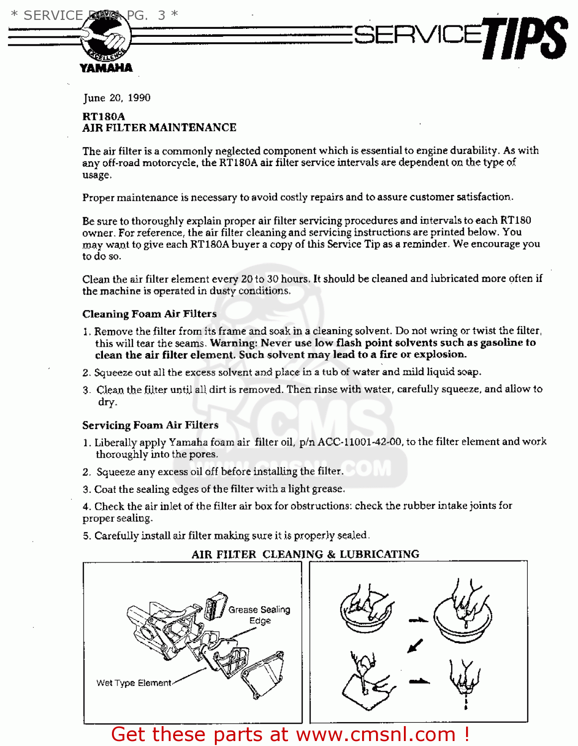 Yamaha RT180 1990 (L) USA parts lists and schematics