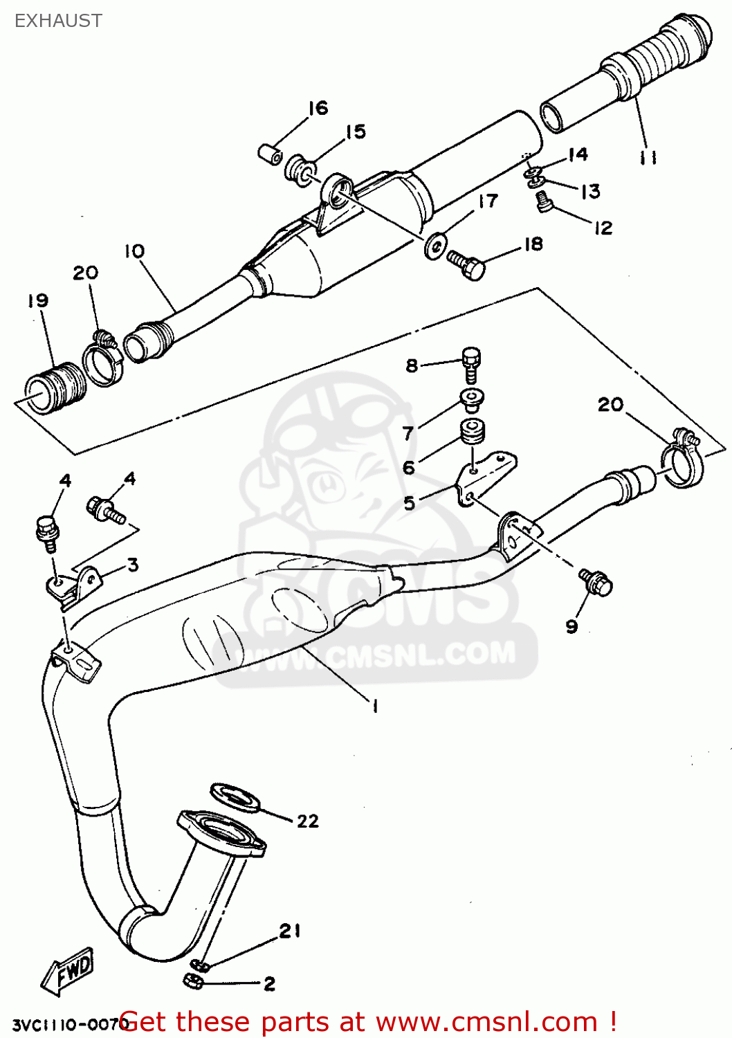 Yamaha RT180 1991 (M) USA EXHAUST - buy original EXHAUST spares online
