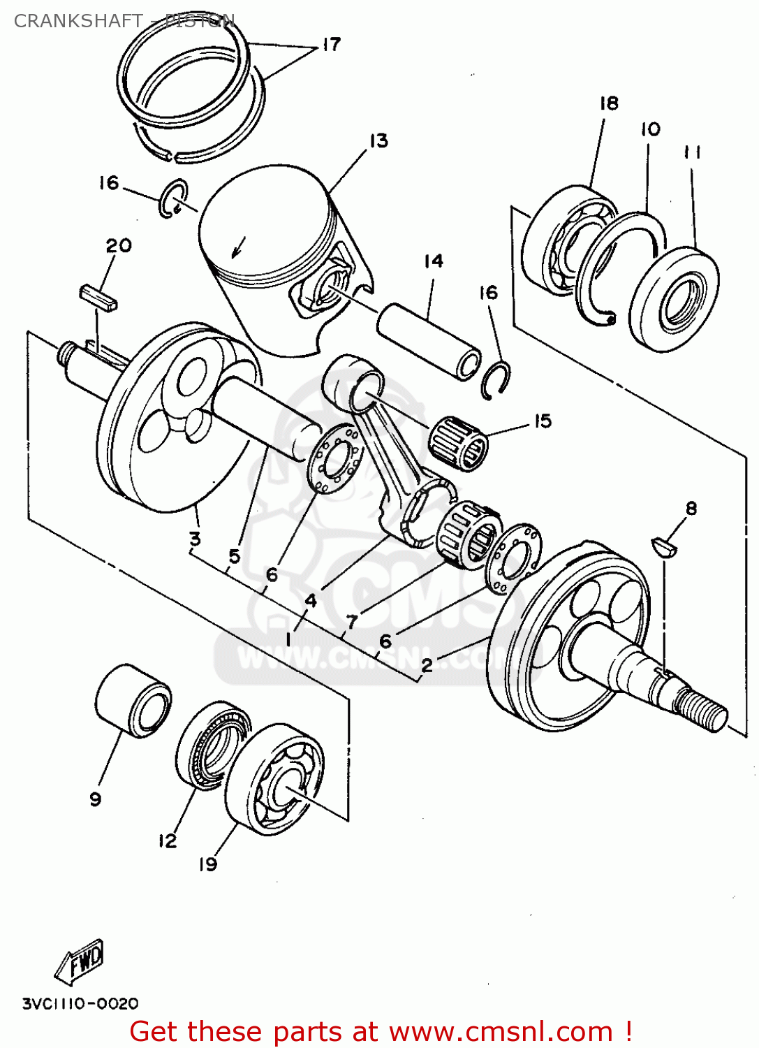 Yamaha RT180 1993 (P) USA CRANKSHAFT - PISTON - buy original CRANKSHAFT ...