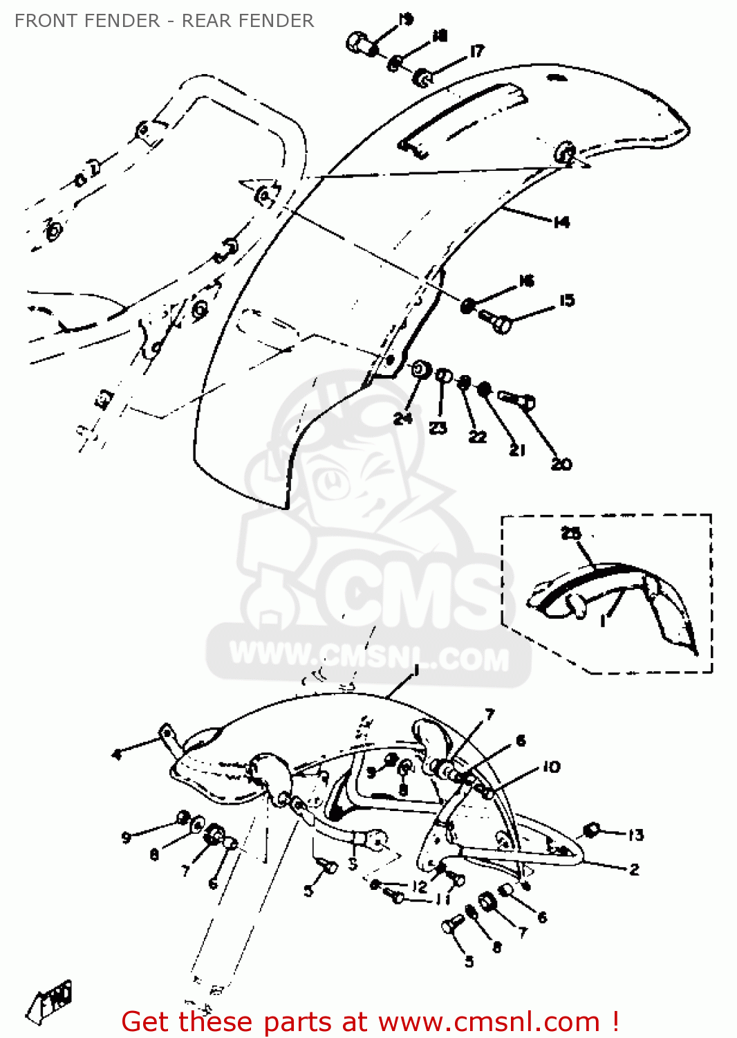 Yamaha RT2 1972 USA FRONT FENDER - REAR FENDER - buy original FRONT ...