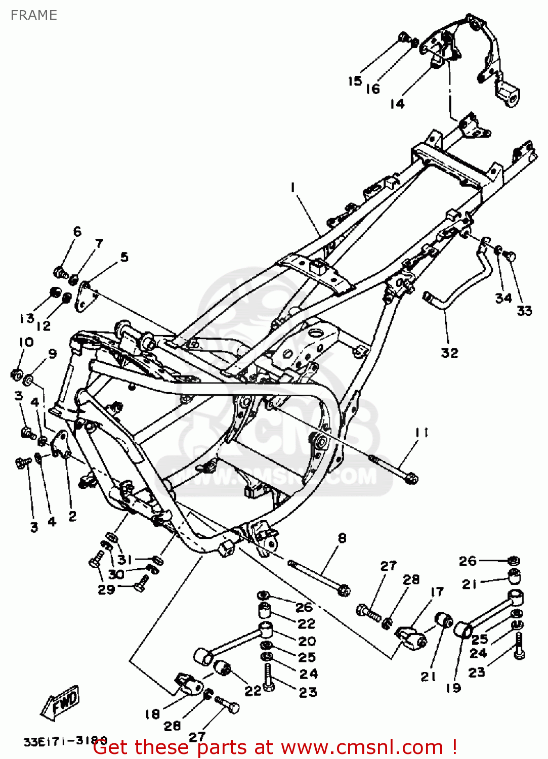Yamaha RZ350 1984 (E) USA FRAME - buy original FRAME spares online