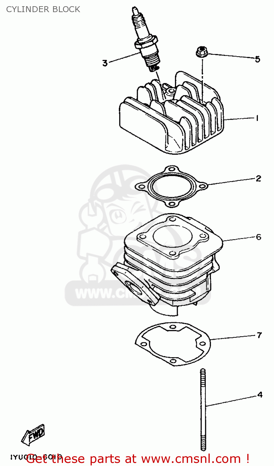 Yamaha SH50 1994 3UV4 FRANCE 243UV-351F1 CYLINDER BLOCK - buy original ...