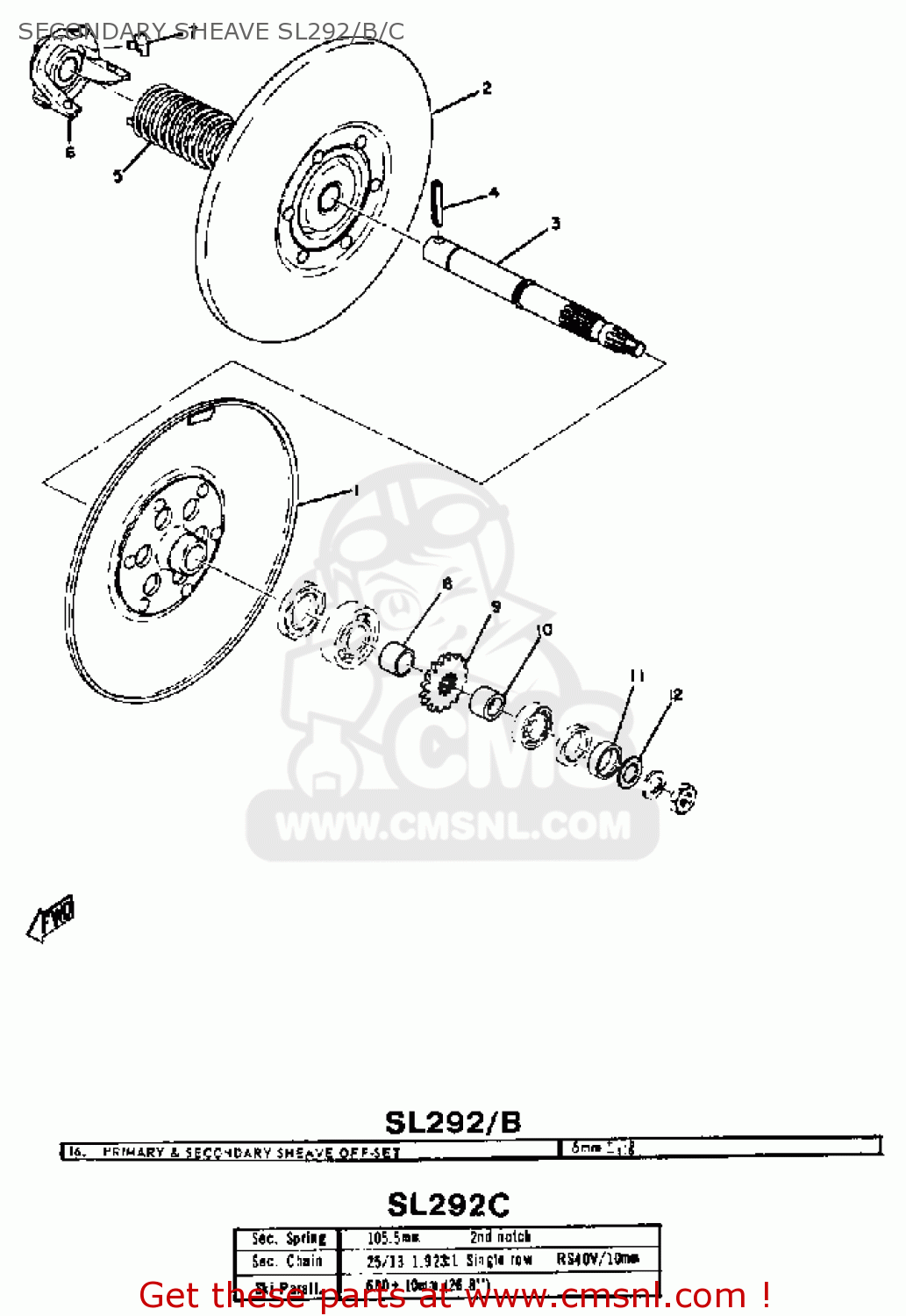 Yamaha SL292 1971-1973 SECONDARY SHEAVE SL292/B/C - buy original ...