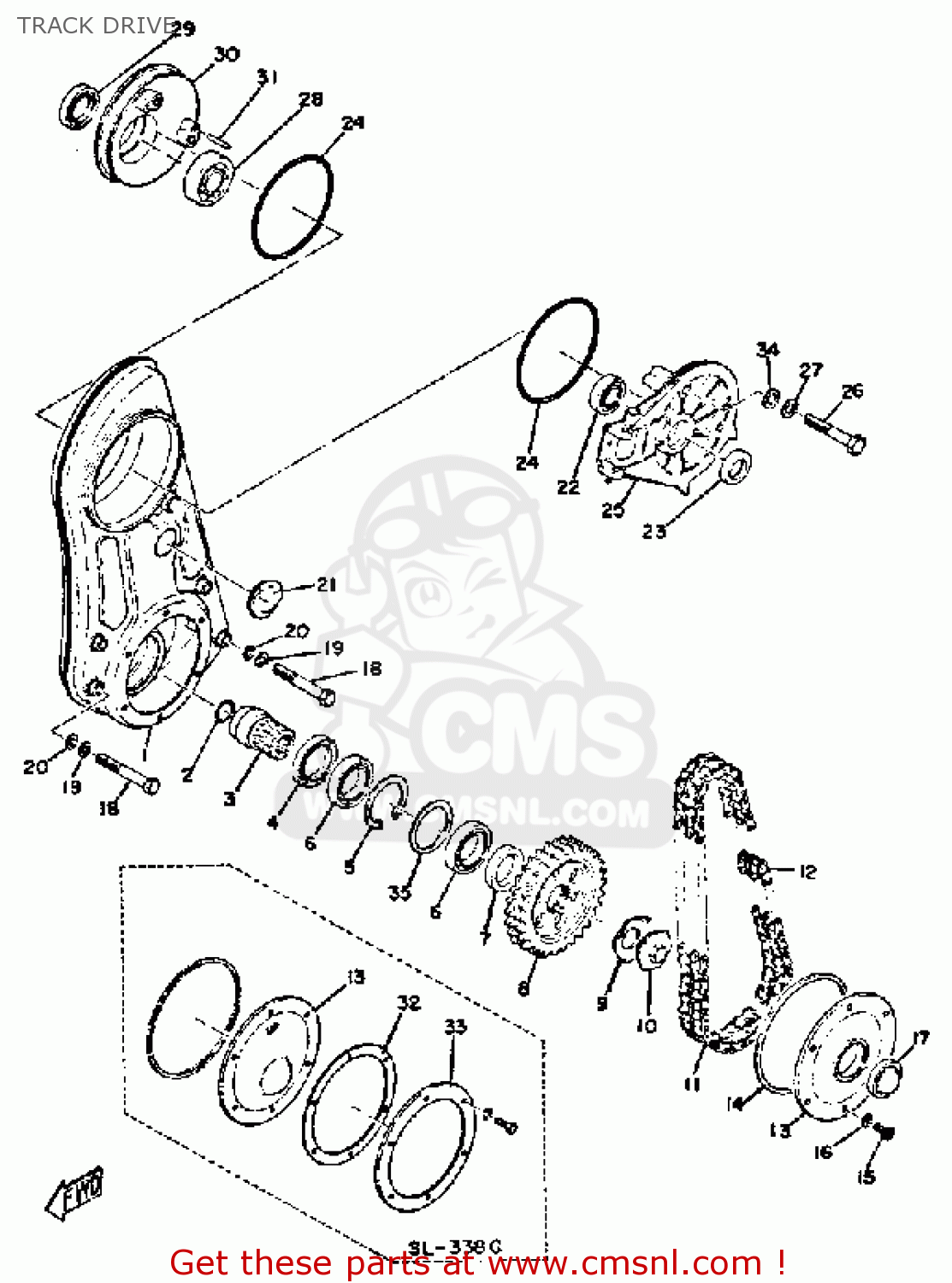 Yamaha SL338B 1971/1972 TRACK DRIVE - buy original TRACK DRIVE spares ...