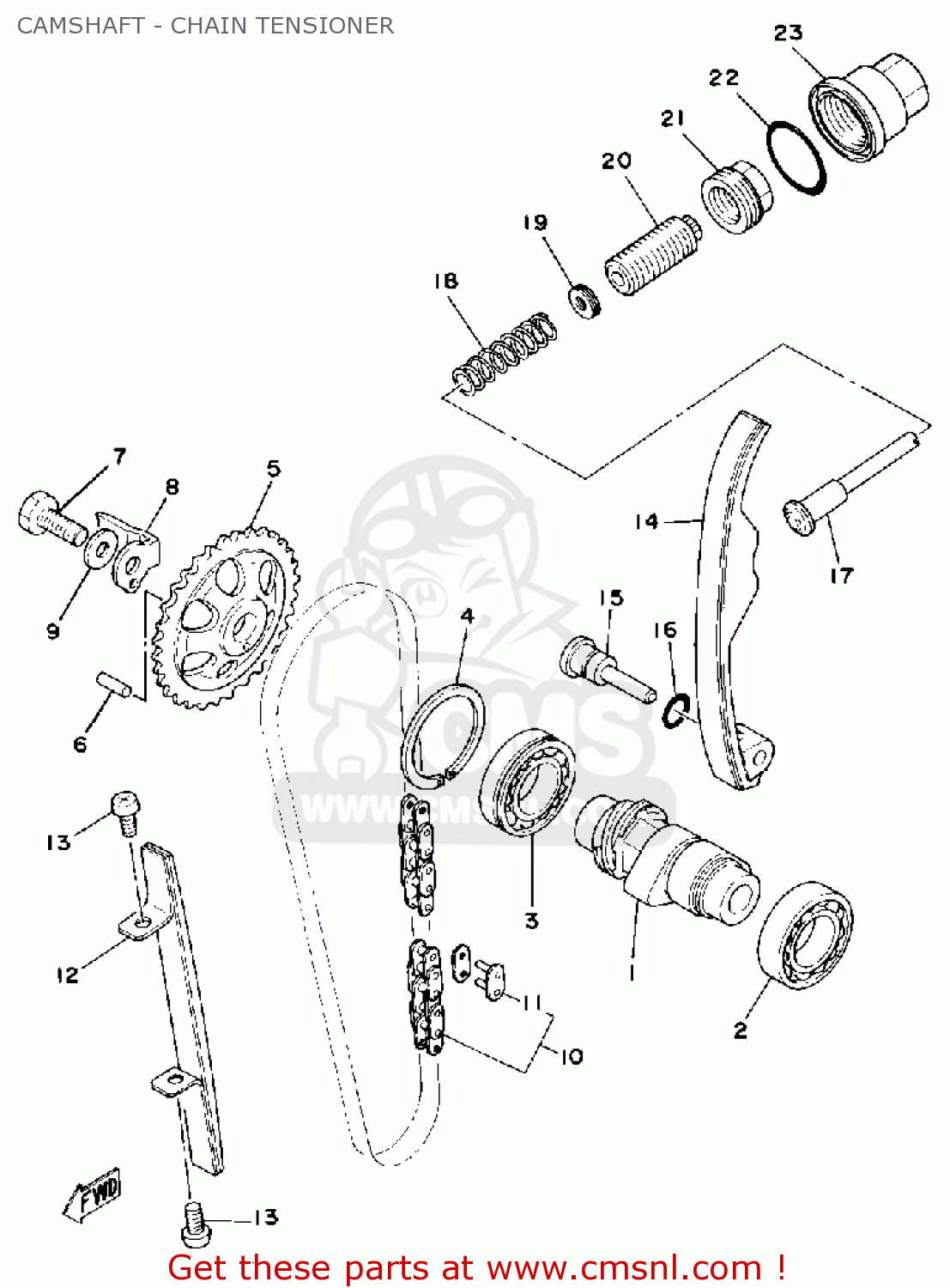 Yamaha SR500 1978 USA CAMSHAFT - CHAIN TENSIONER - buy original CAMSHAFT - CHAIN TENSIONER ...