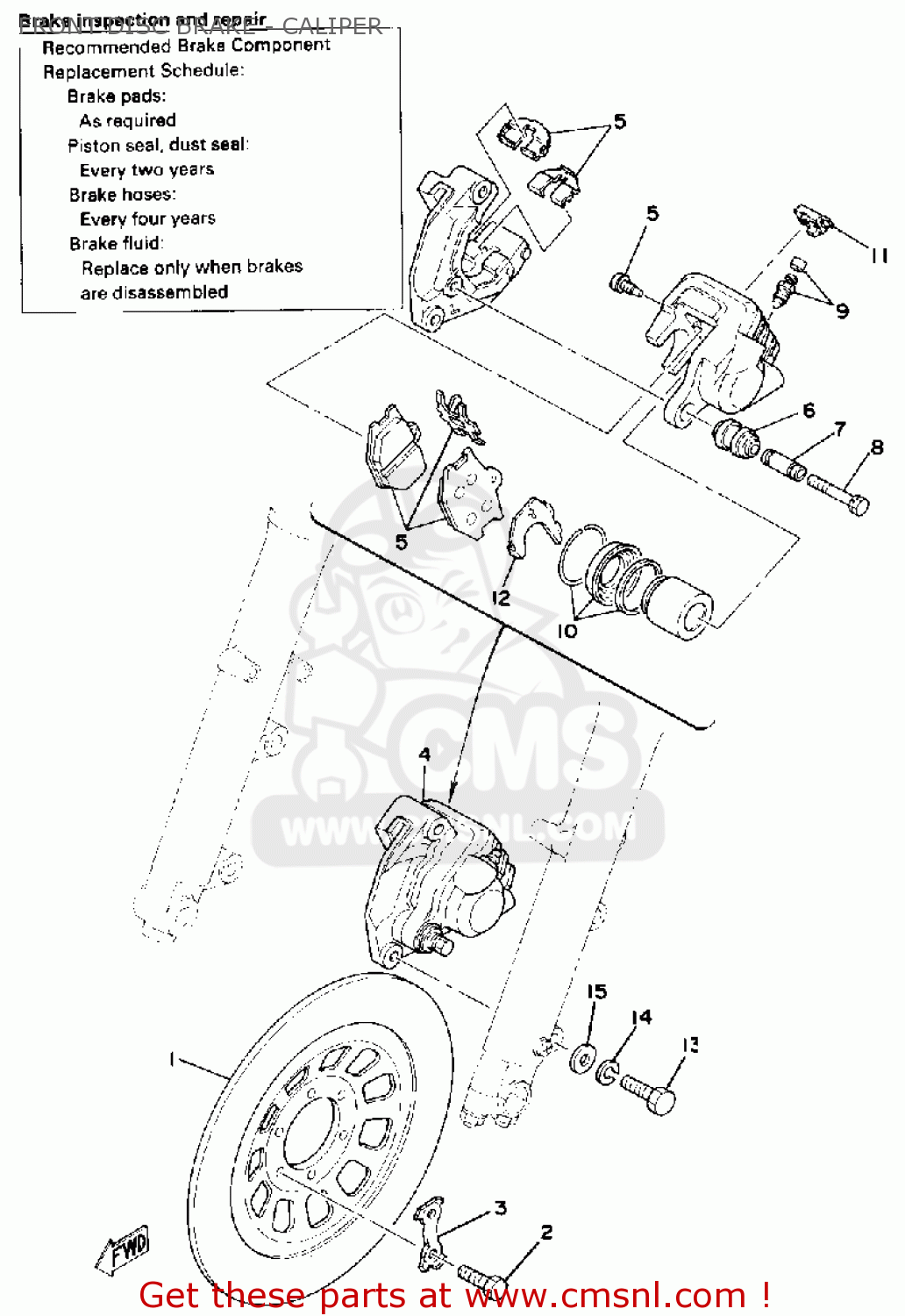 Yamaha SR500 1978 USA FRONT DISC BRAKE - CALIPER - buy original FRONT DISC BRAKE - CALIPER ...