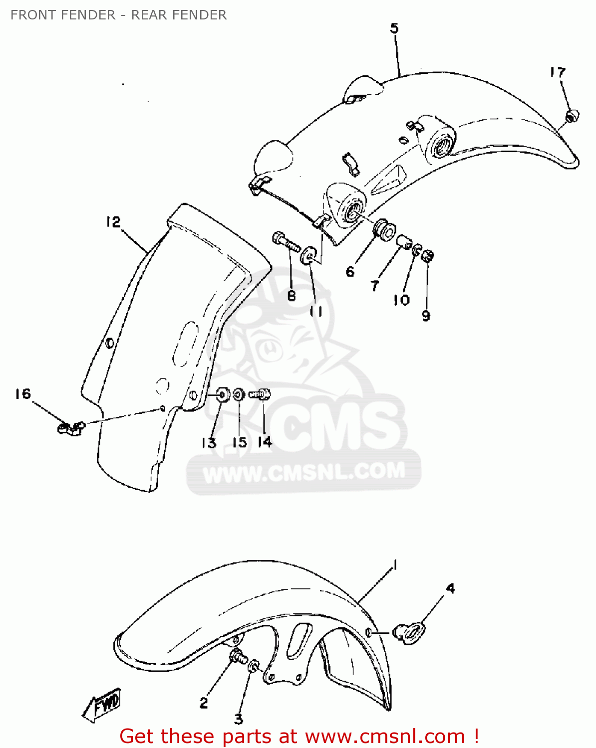 Yamaha SR500 1980 OCEANIA FRONT FENDER - REAR FENDER - buy original FRONT FENDER - REAR FENDER ...