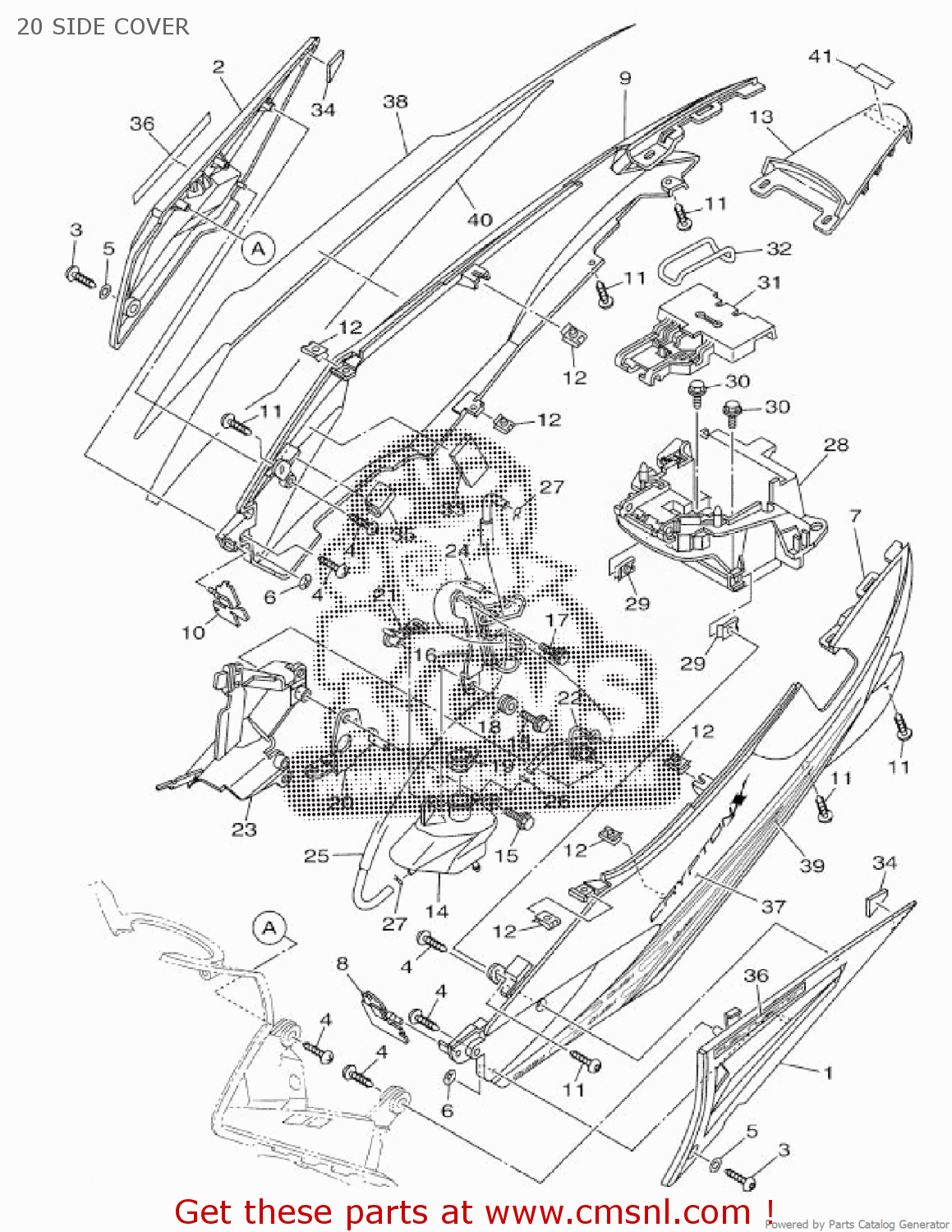 Yamaha T135FI 2011 5D64 EUROPE CRYPTON X 1K5D6-300E1 20 SIDE COVER ...