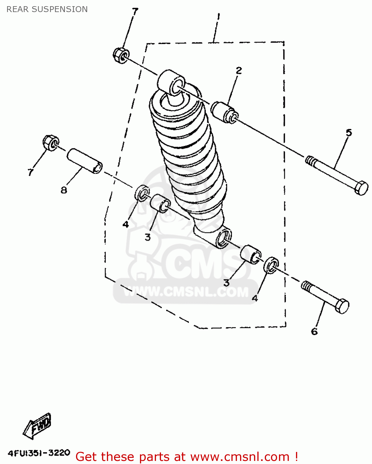 Yamaha TDR125 1997 5AE1 FRANCE 275AE-351F1 REAR SUSPENSION - buy ...