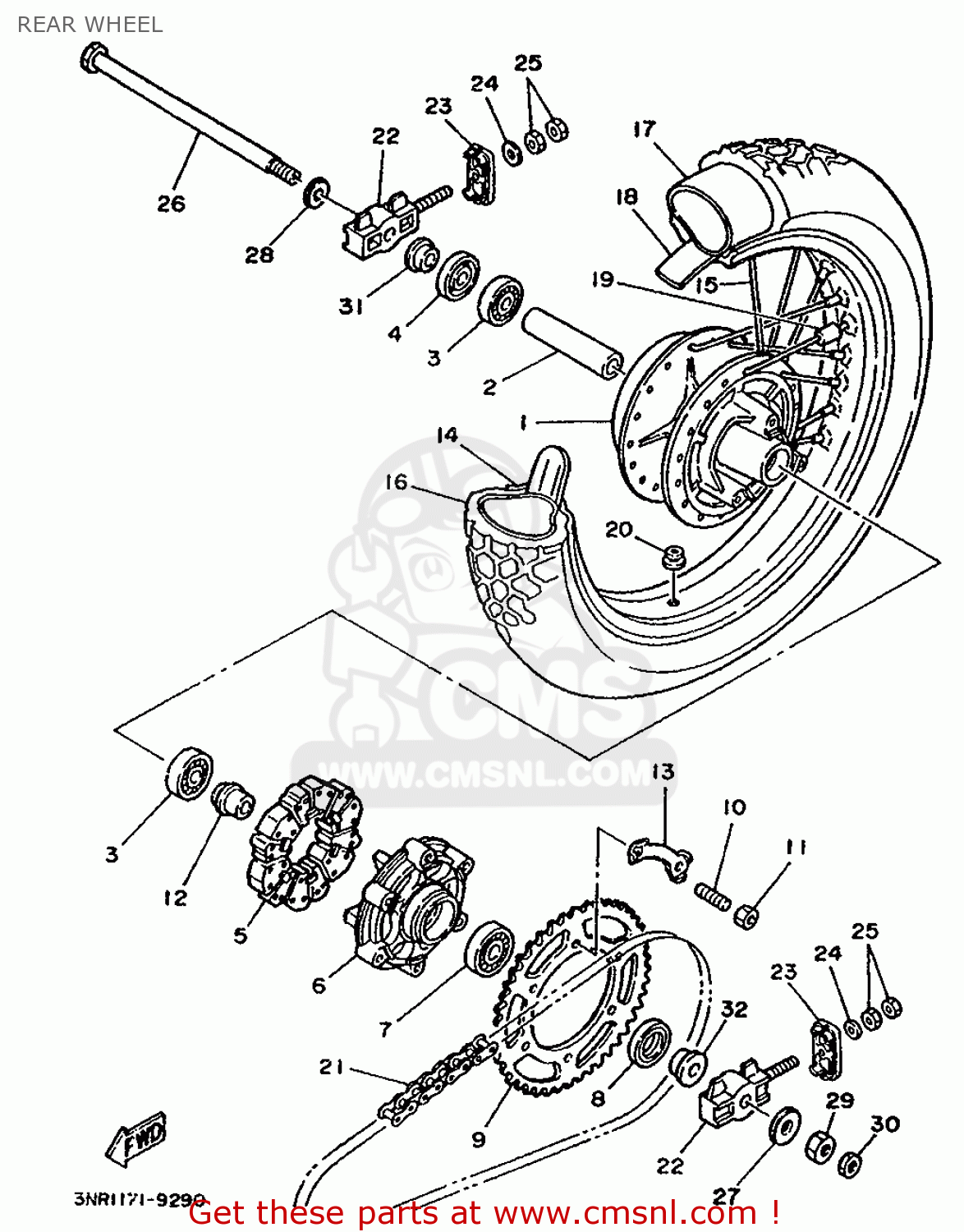 Yamaha TDR250 1990 3CK2 EUROPE 203CK-300E1 REAR WHEEL - buy original ...