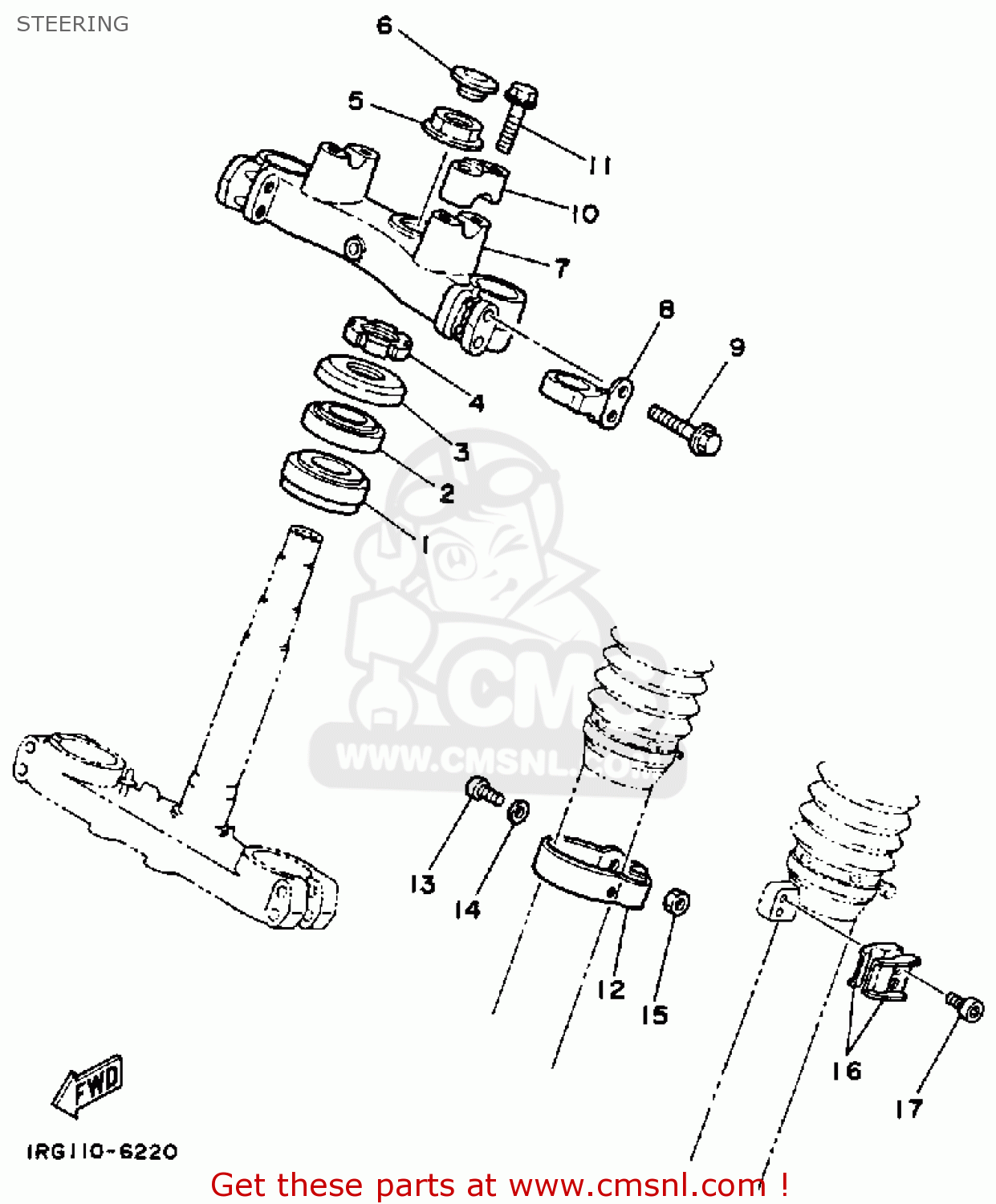 Yamaha TT350 1987 (H) USA CANADA STEERING - buy original STEERING ...