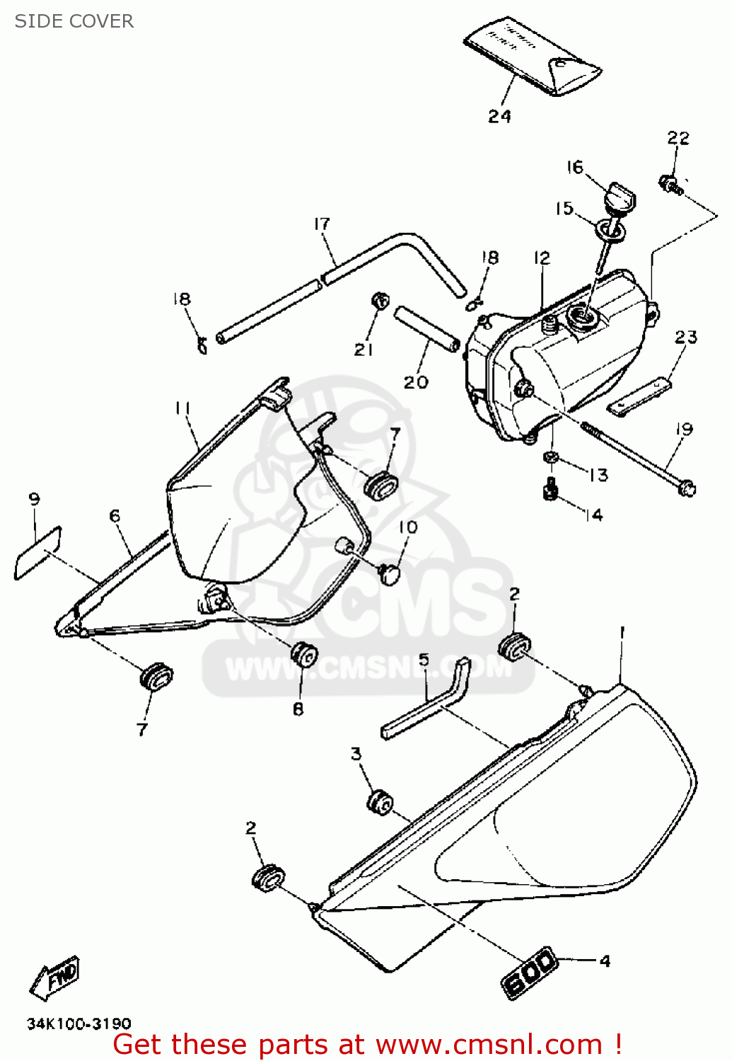 Yamaha TT600 OFFROAD 1984 (E) USA CANADA SIDE COVER - buy original SIDE ...