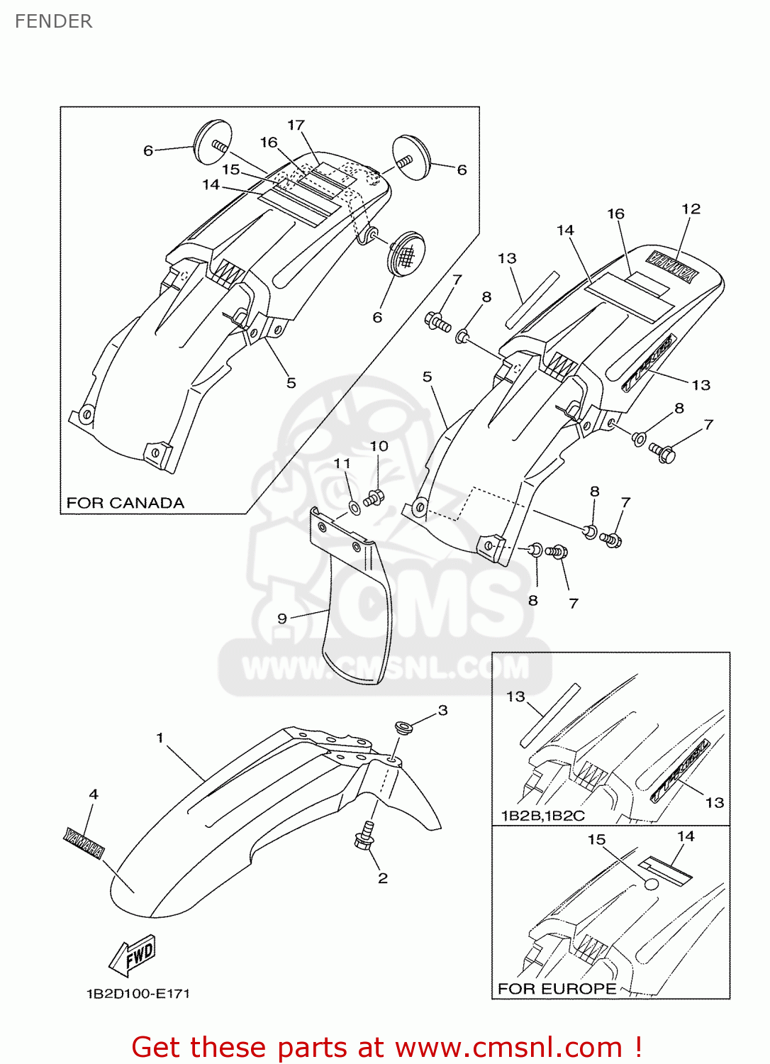 Yamaha TTR125 2006 1B29 EUROPE 1E1B2-100E1 FENDER - buy original FENDER ...
