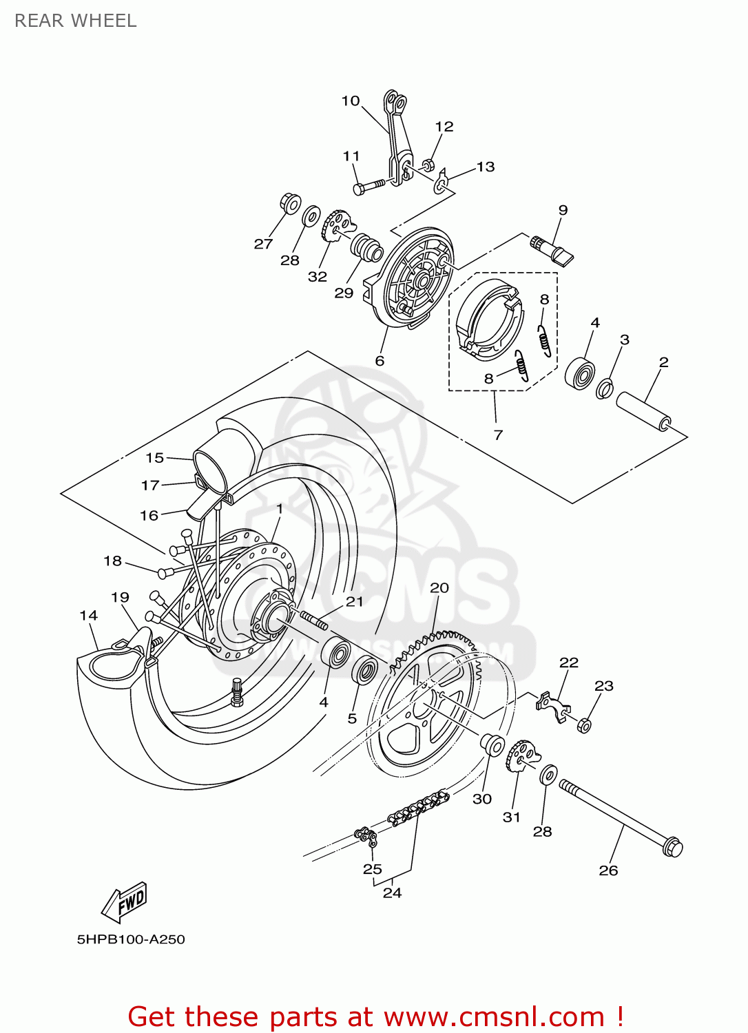 Yamaha TTR125E TTR125LWE 2003 (3) USA / LARGE WHEEL MODEL REAR WHEEL ...