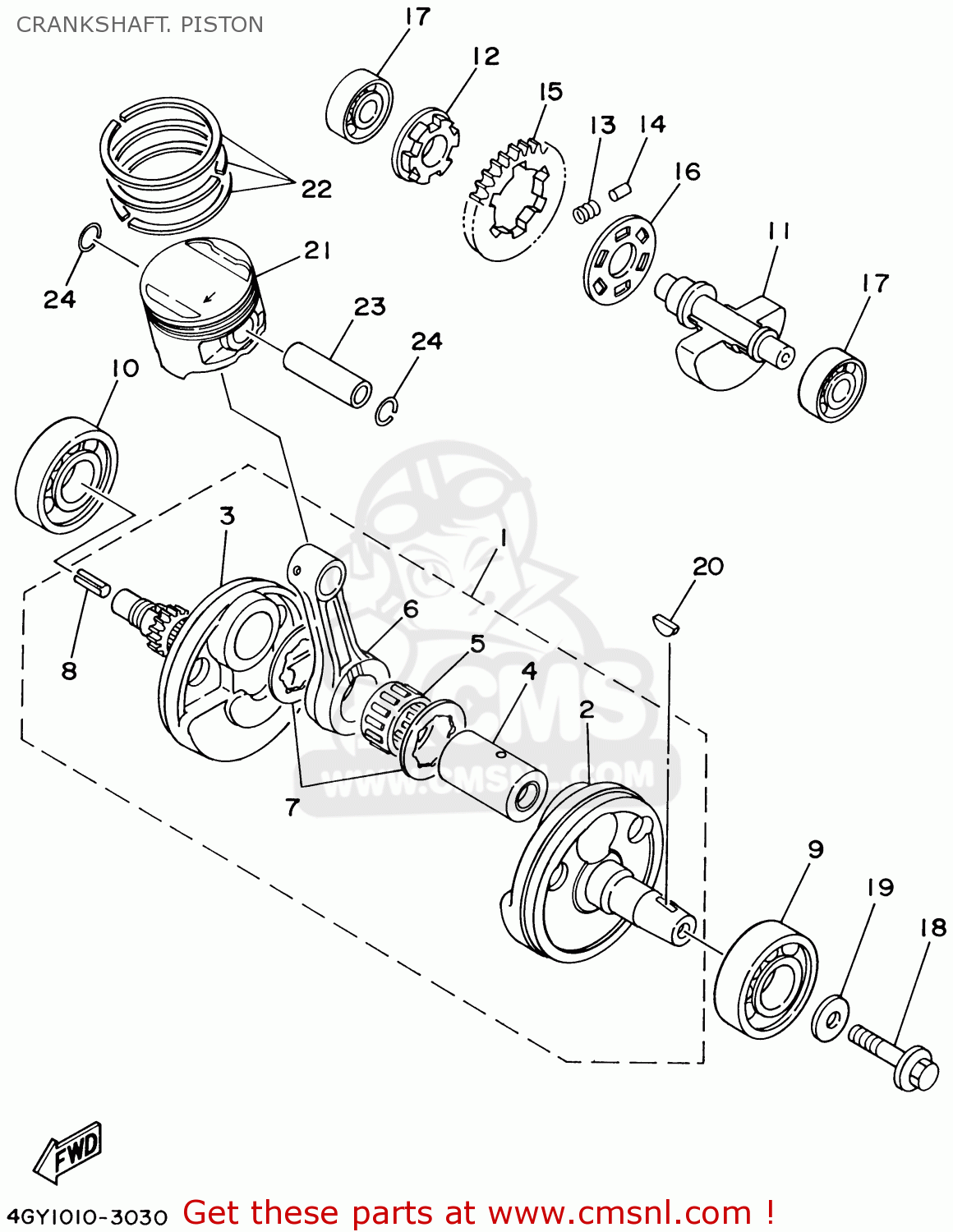 Yamaha TTR250 TTR250C 2001 (1) USA CALIFORNIA CRANKSHAFT. PISTON - buy ...