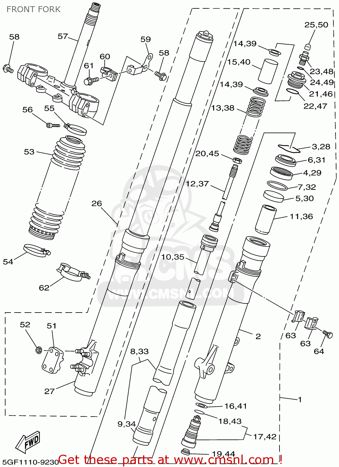 Yamaha TTR250 TTR250C 2001 (1) USA CALIFORNIA FRONT FORK - buy original ...