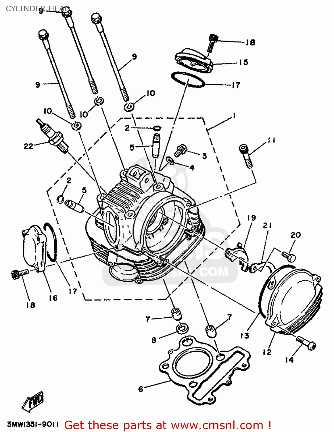 Yamaha TW125 1999 5EK1 ENGLAND 295EK-300E1 CYLINDER HEAD - buy original ...