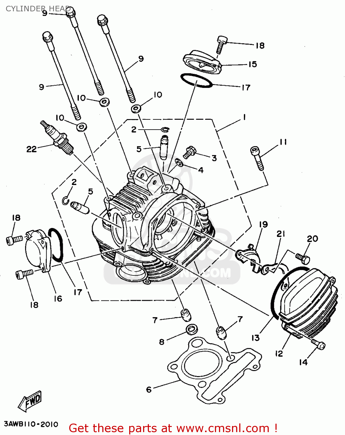 Yamaha TW200 1994 3AWH TRAILWAY USA CYLINDER HEAD - buy original ...