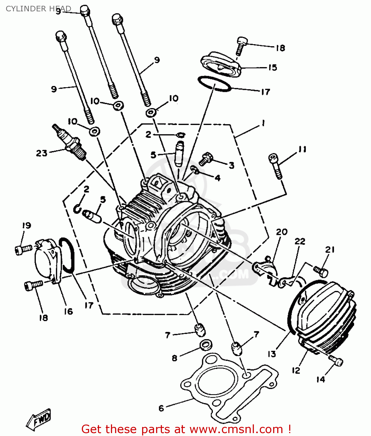 Yamaha TW200 TRAILWAY 1988 (J) USA CYLINDER HEAD - buy original ...