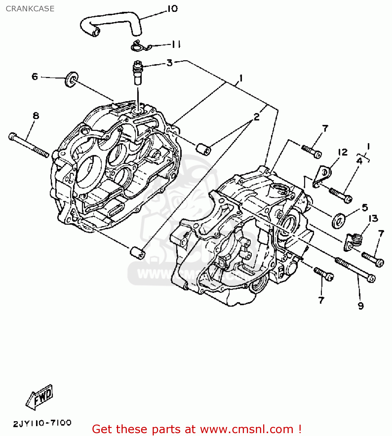 Yamaha TW200 TRAILWAY 1992 (N) USA CRANKCASE - buy original CRANKCASE ...