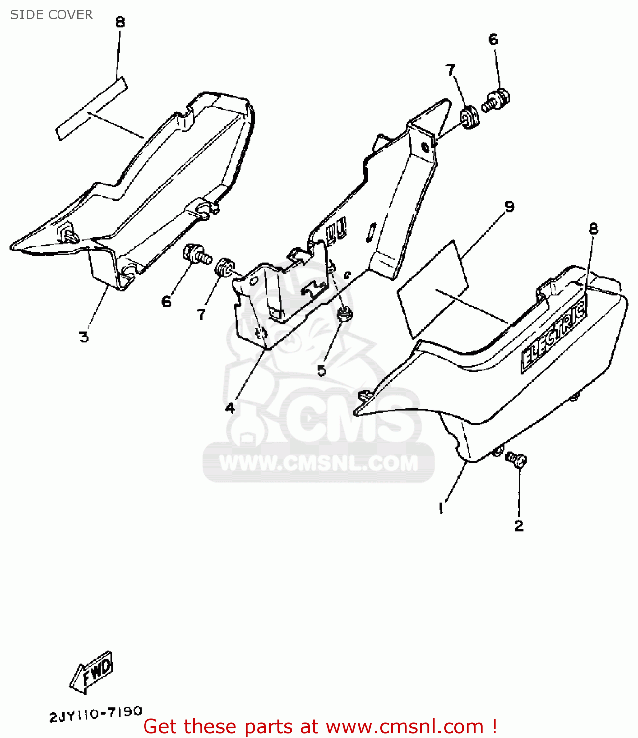 Yamaha TW200 TRAILWAY 1992 (N) USA SIDE COVER - buy original SIDE COVER ...