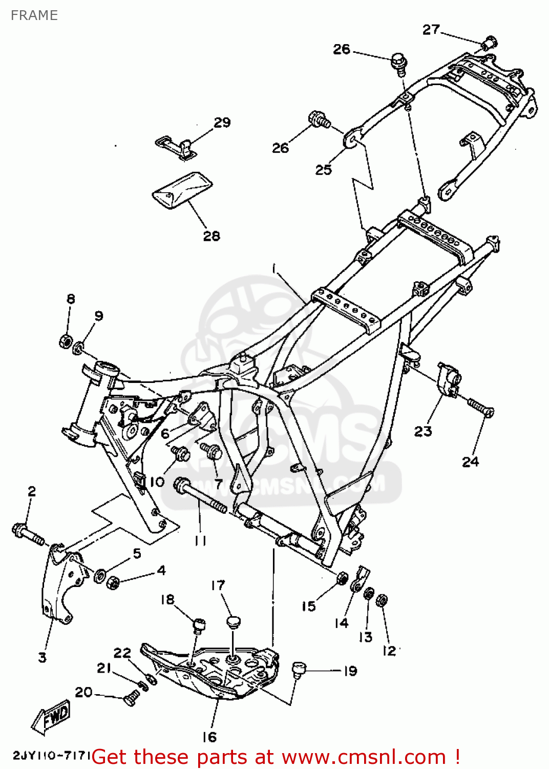 Yamaha TW200 TRAILWAY 1995 (S) USA FRAME - buy original FRAME spares online