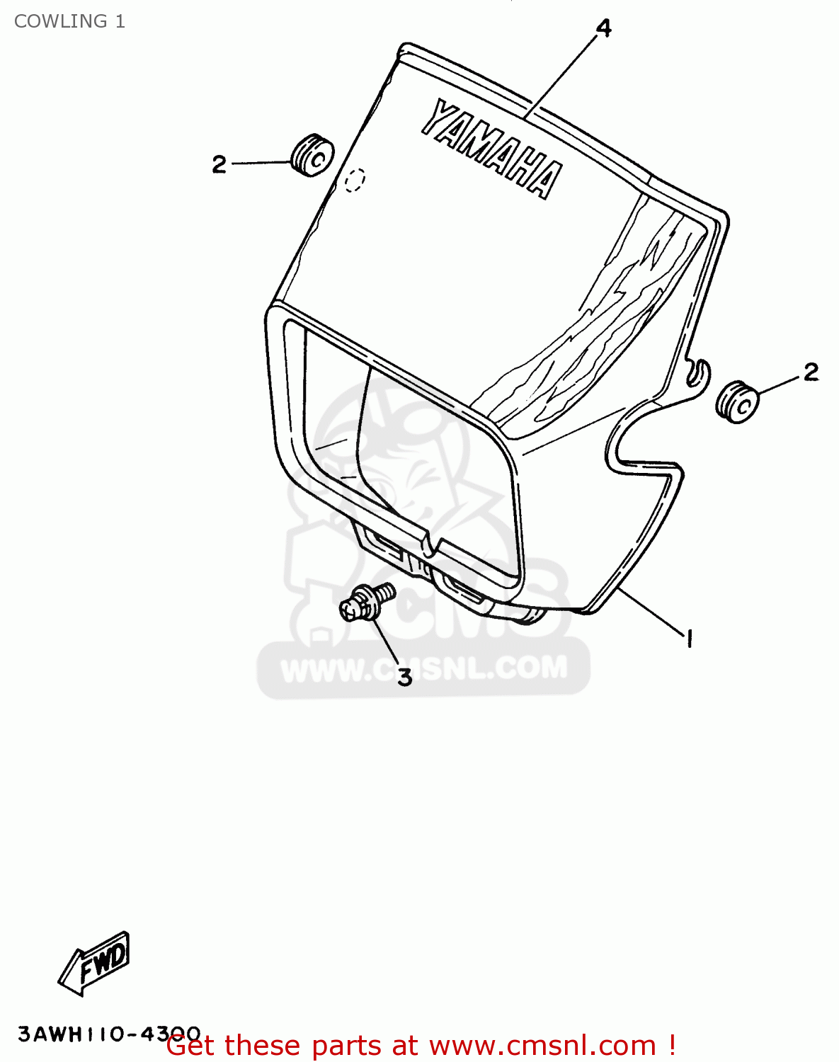 Yamaha TW200 TRAILWAY 1996 (T) USA COWLING 1 - buy original COWLING 1 ...