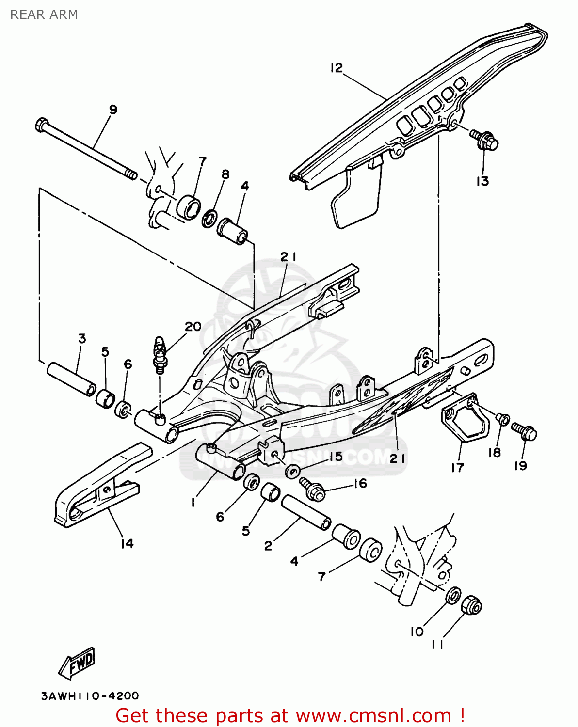 Yamaha TW200 TRAILWAY 1997 (V) USA REAR ARM - buy original REAR ARM ...