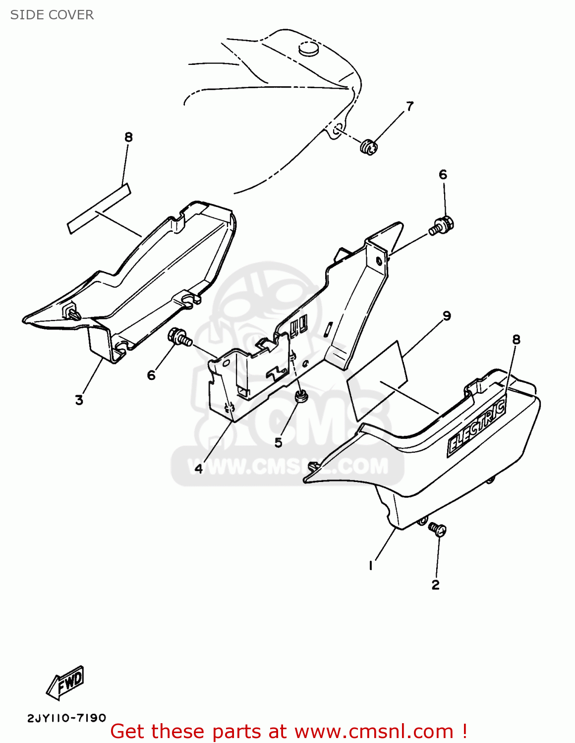 Yamaha TW200 TRAILWAY 1997 (V) USA SIDE COVER - buy original SIDE COVER ...