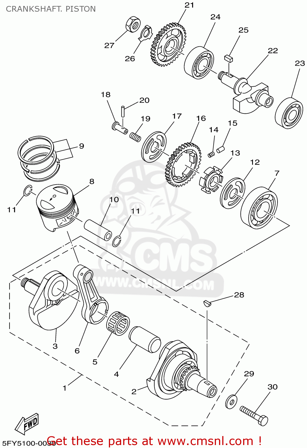 Yamaha TW200 TW200C TRAILWAY 2001 (1) USA CALIFORNIA CRANKSHAFT. PISTON ...