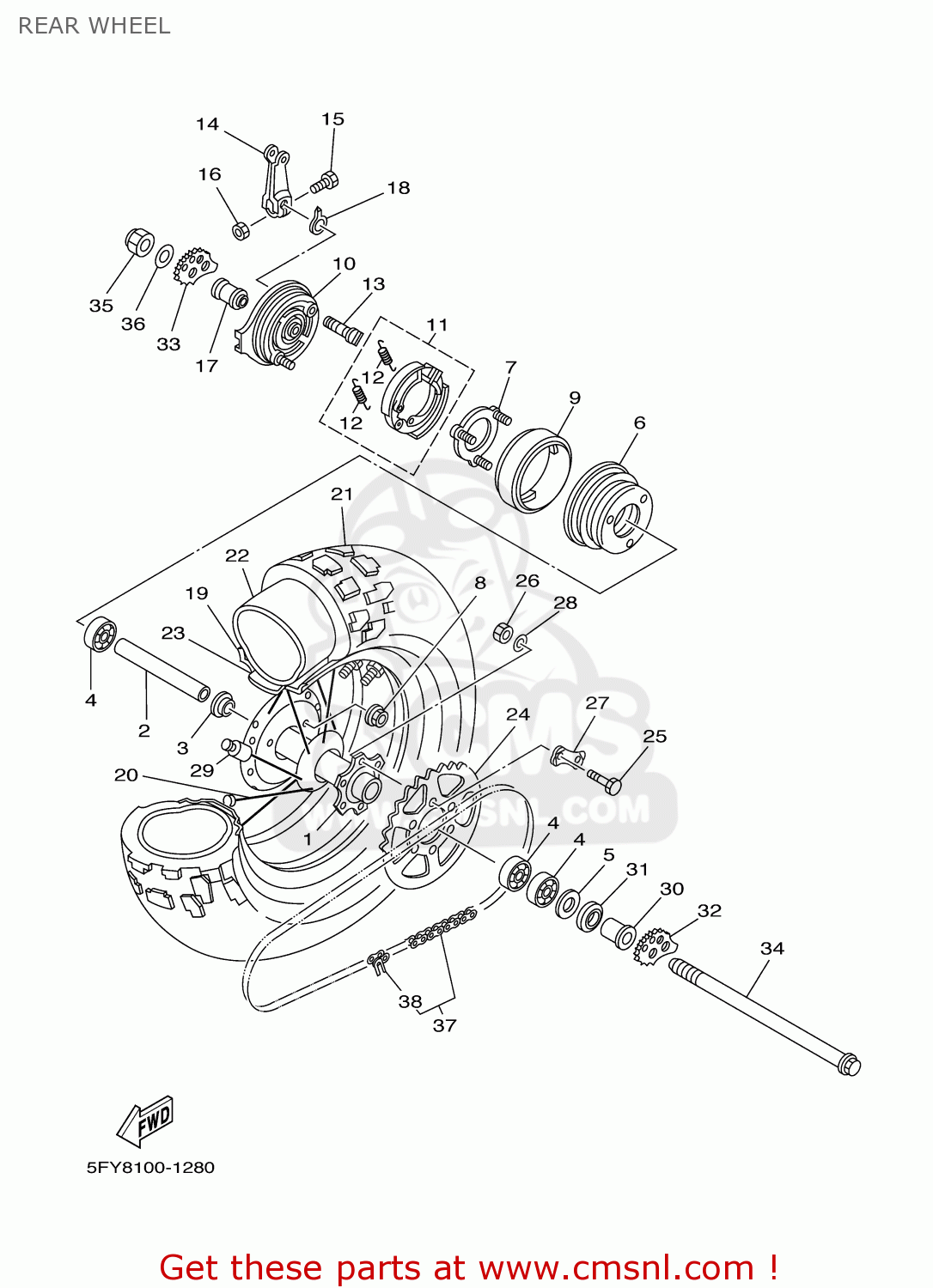 Yamaha TW200 TW200C TRAILWAY 2003 (3) USA CALIFORNIA REAR WHEEL - buy ...