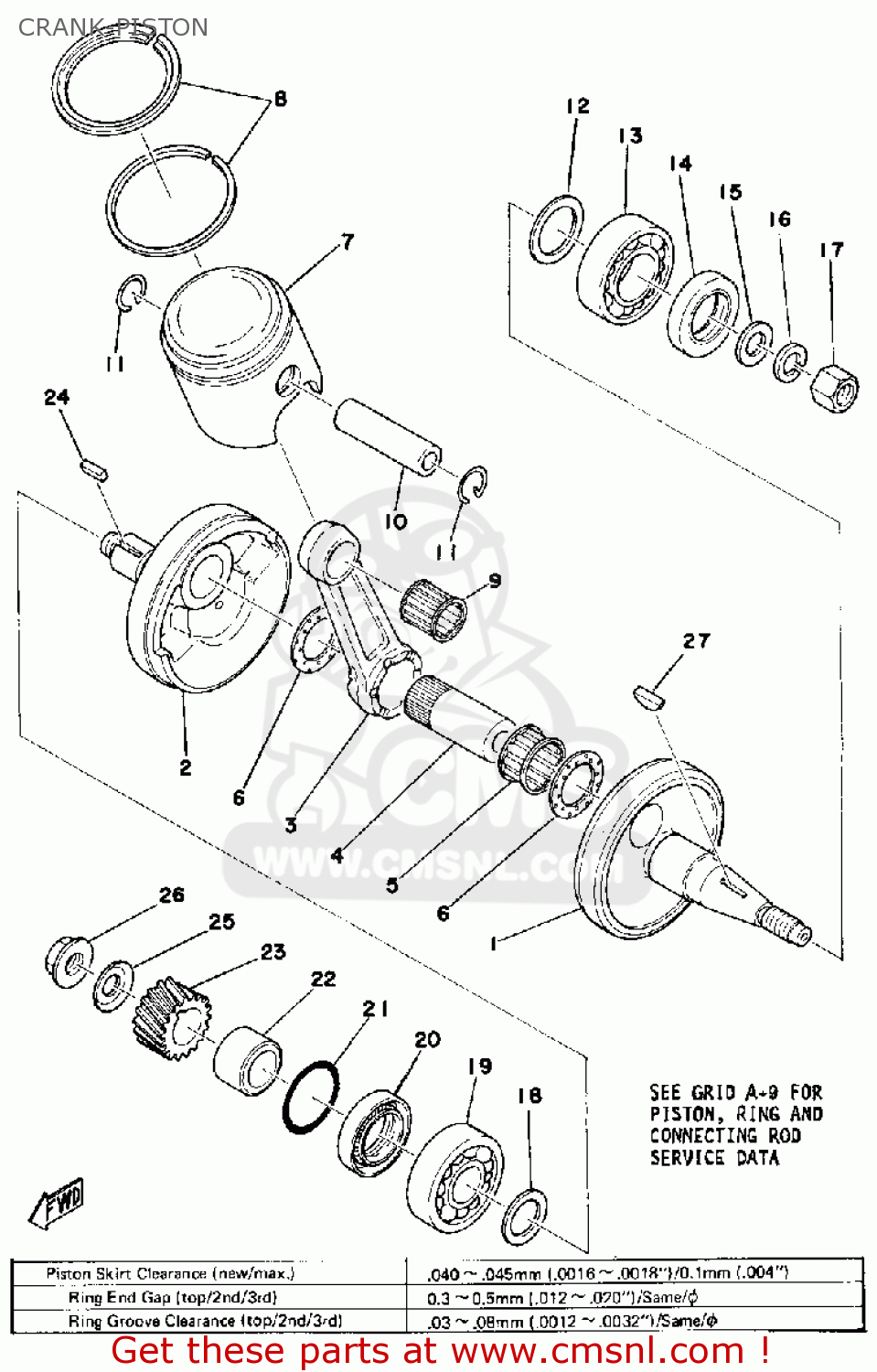 Yamaha TY175 1975 USA CRANK-PISTON - buy original CRANK-PISTON spares ...